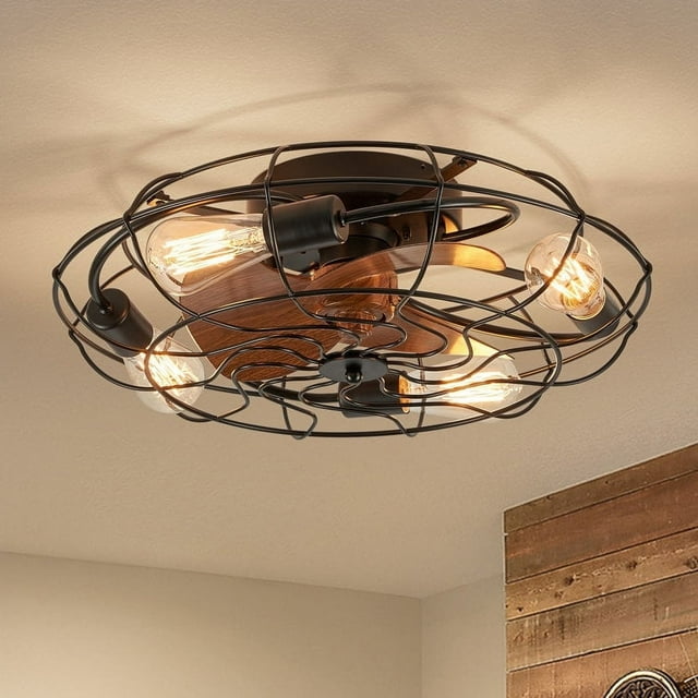"HOOMEDELIER 21"" Black Industrial Ceiling Fan with Light for Small ...