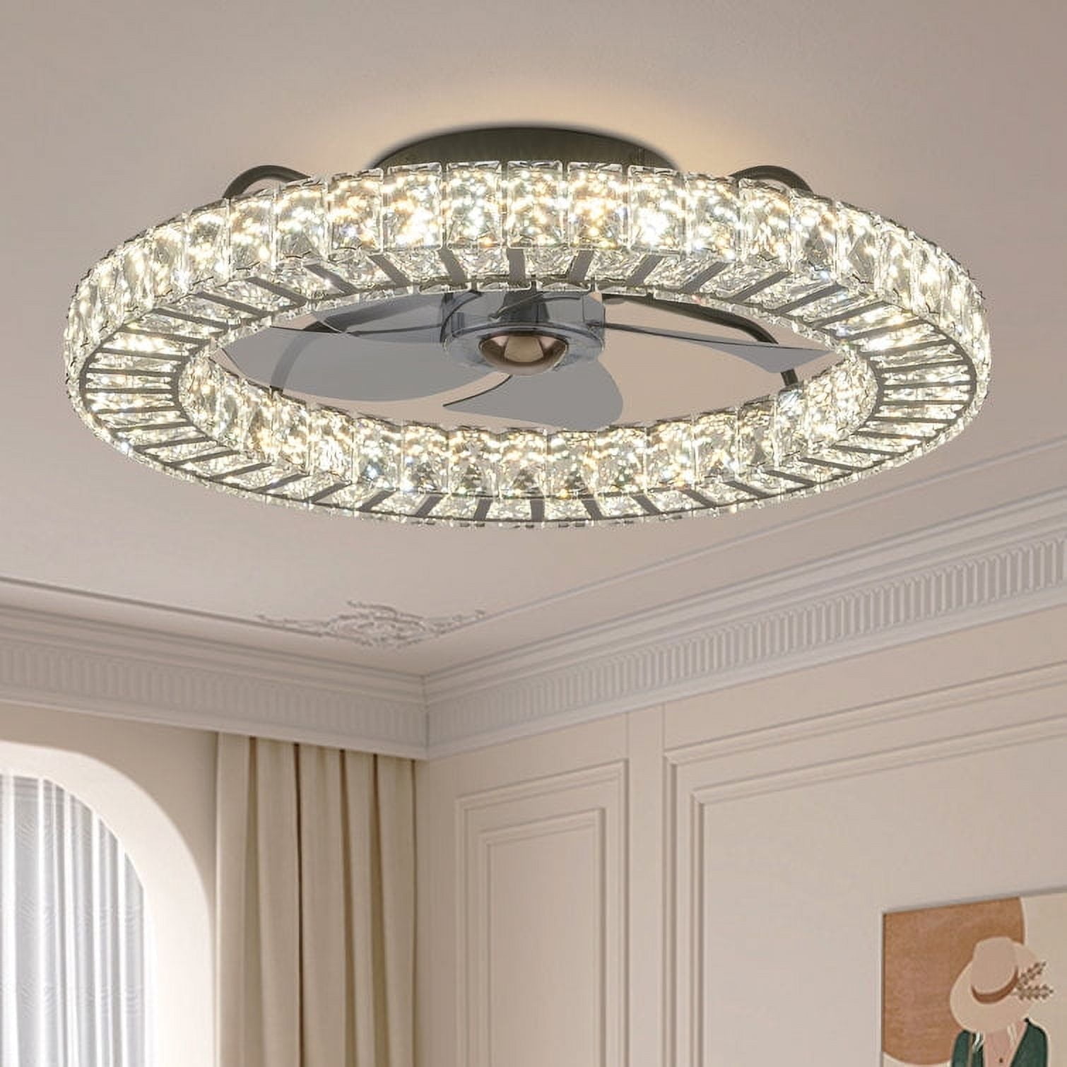 "HoomeDelier 22"" Black Ceiling Fan with 4 Lights, Remote-Controlled ...