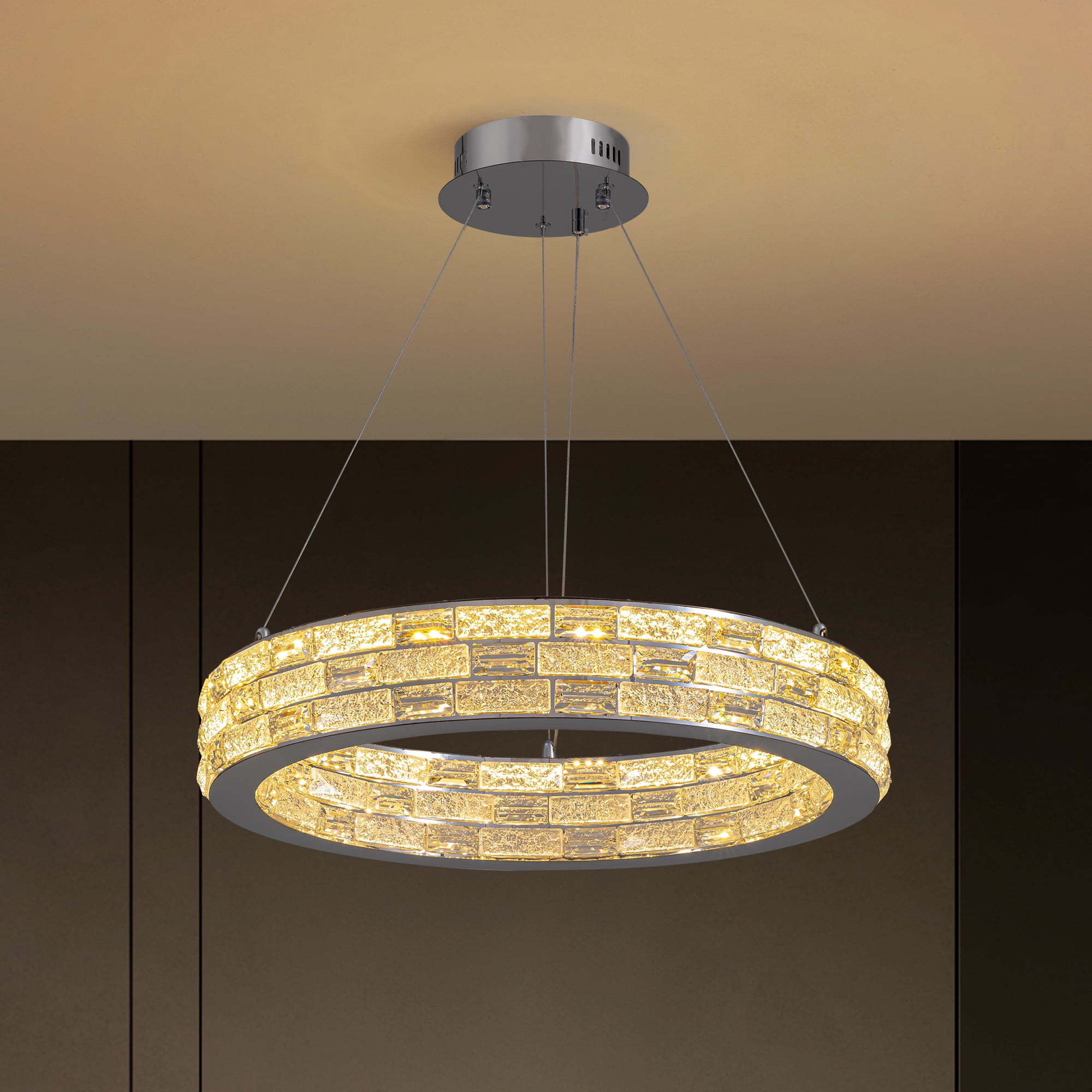 HOOMEDELIER 24" Modern Crystal Chandelier for Dining Room Round ...