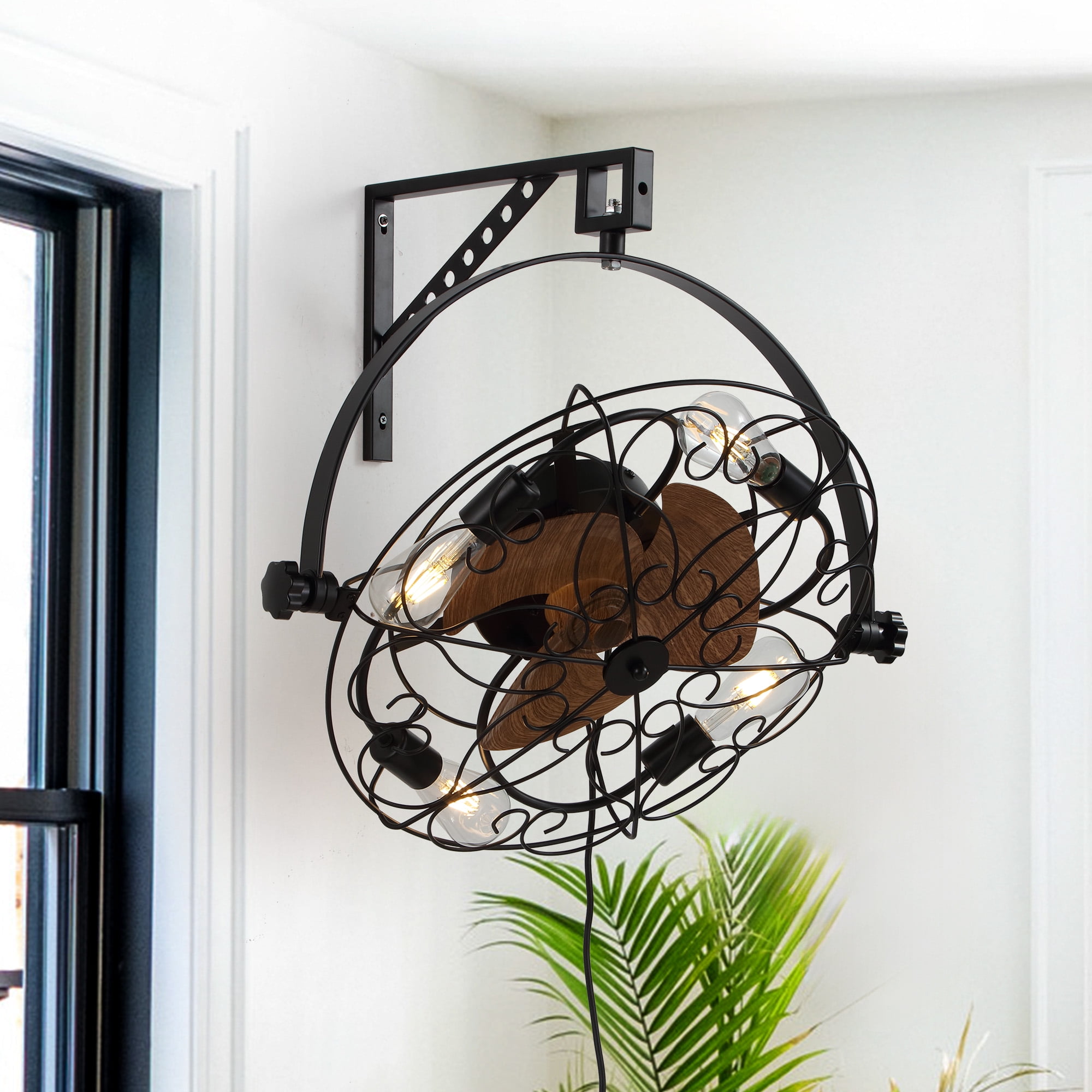 HOOMEDELIER 26" Vintage Industrial Wall-Mounted ceiling Fan with 3 ...