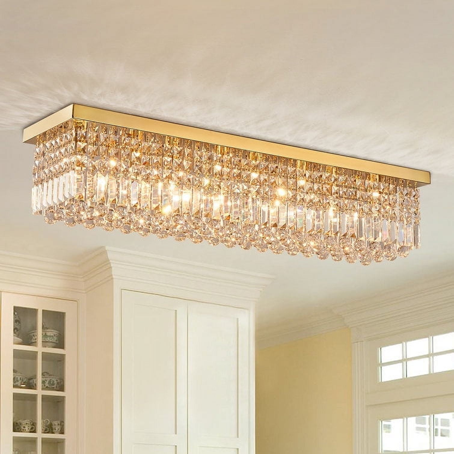 HOOMEDELIER L47'' Rectangular Chandelier, Modern Light Fixture with ...