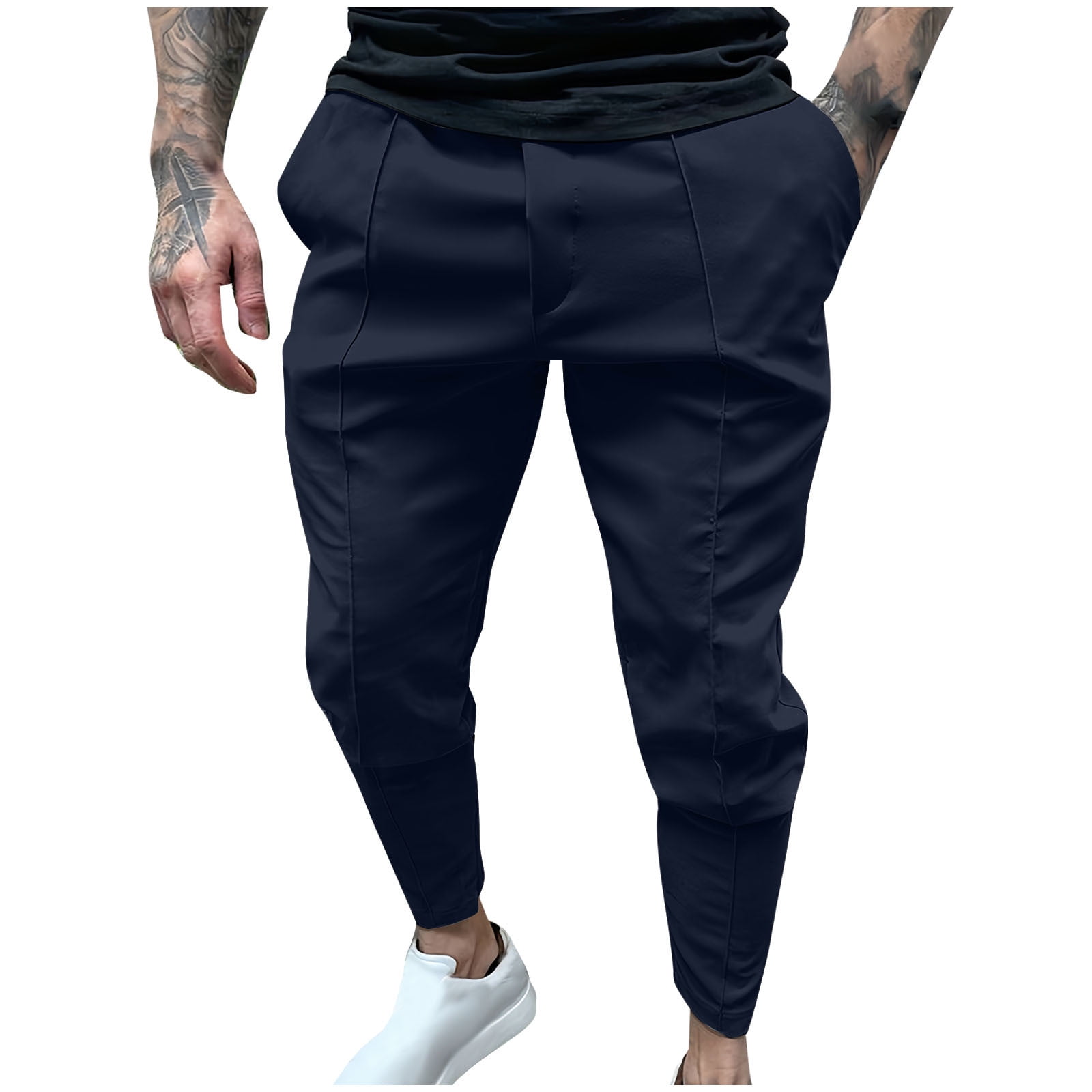 HOOMEUMY Cargo Pants for Men D string Jogger Sweatpants Fashion Tapered ...