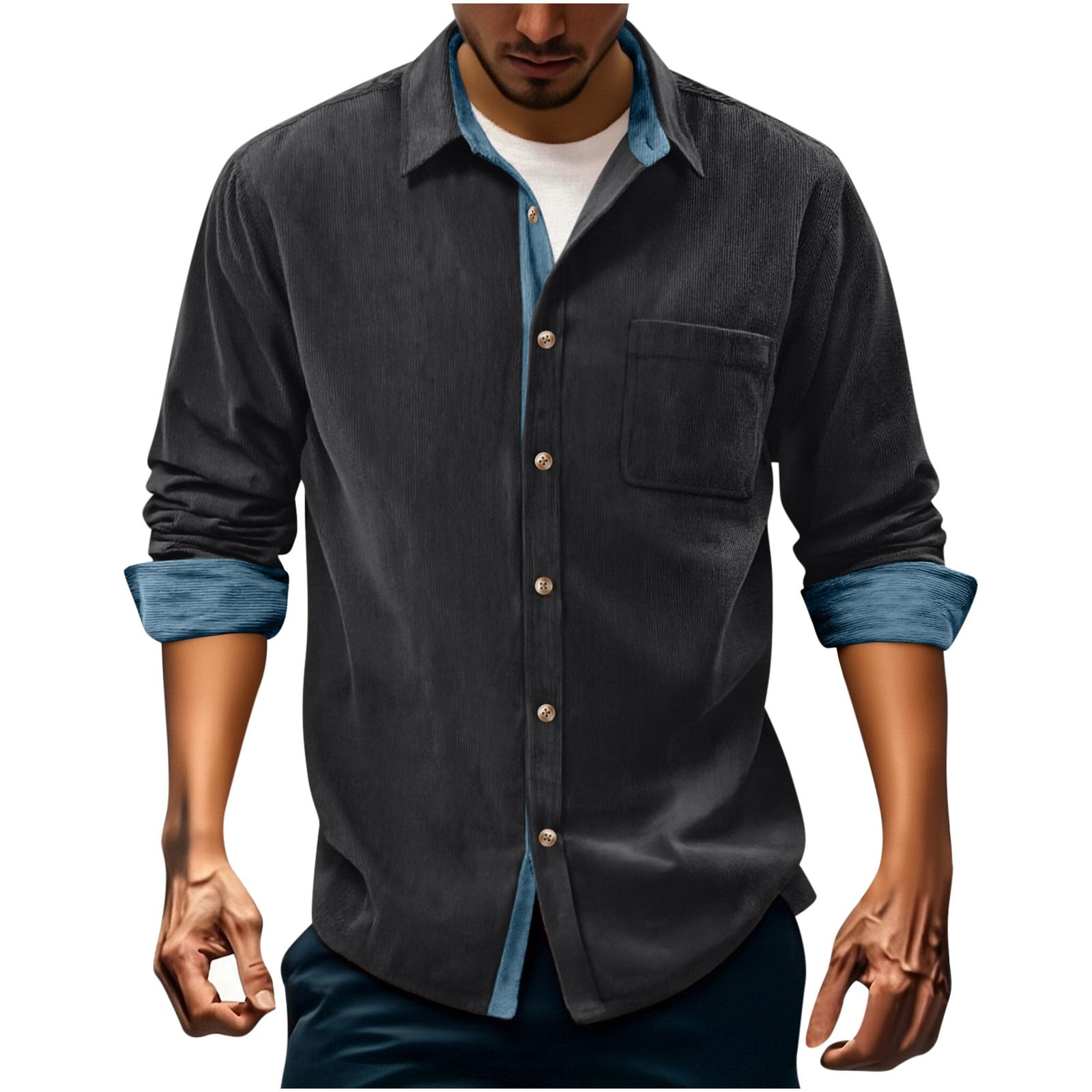 HOOMEUMY Long Sleeve Shirts for Men Long Sleeve V-Neck Lightweight ...