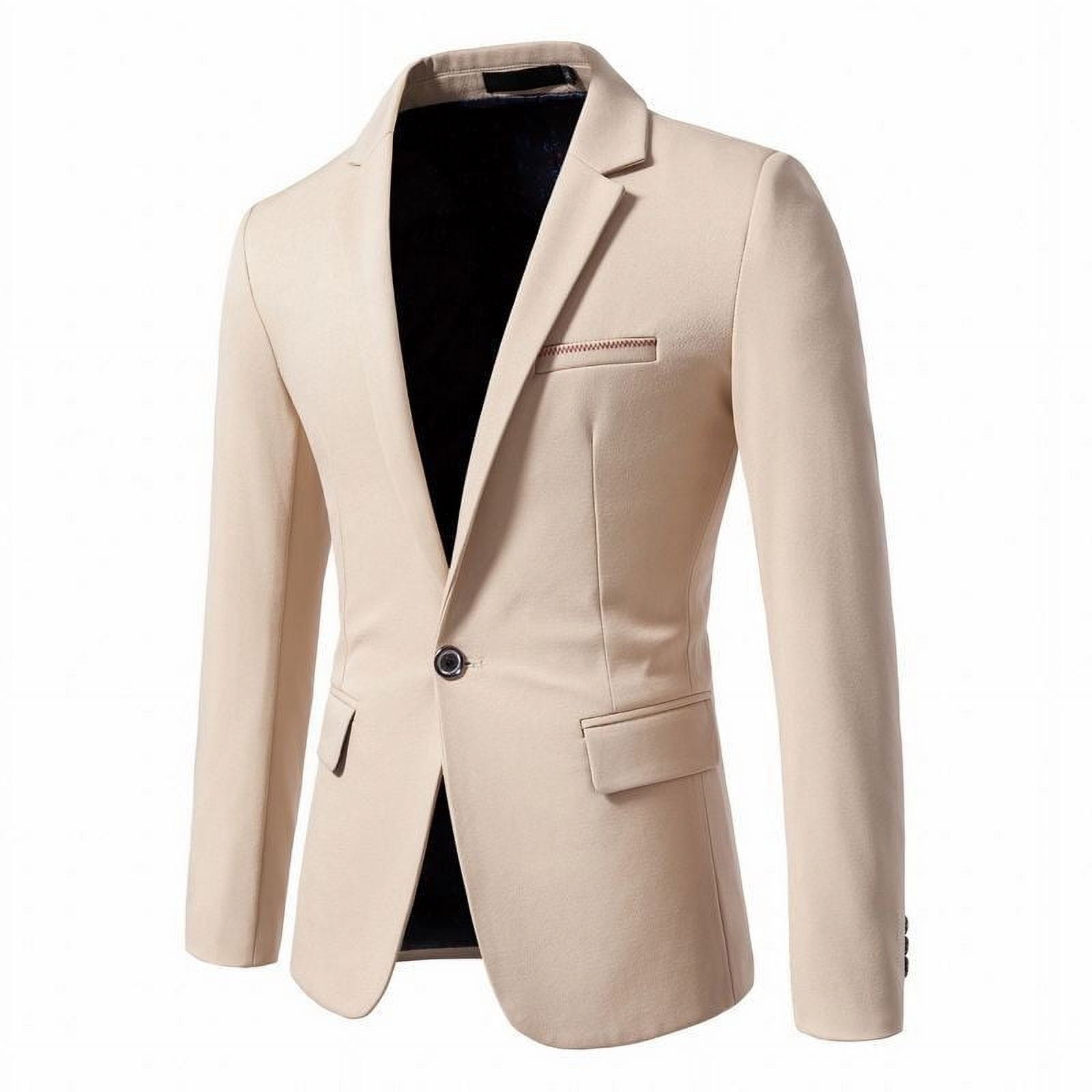 HOOMEUMY Men's Blazer Slim Fit Single Button Suit Jacket Business ...