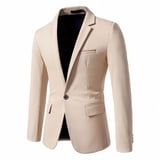 HOOMEUMY Men's Blazer Slim Fit Single Button Suit Jacket Business ...