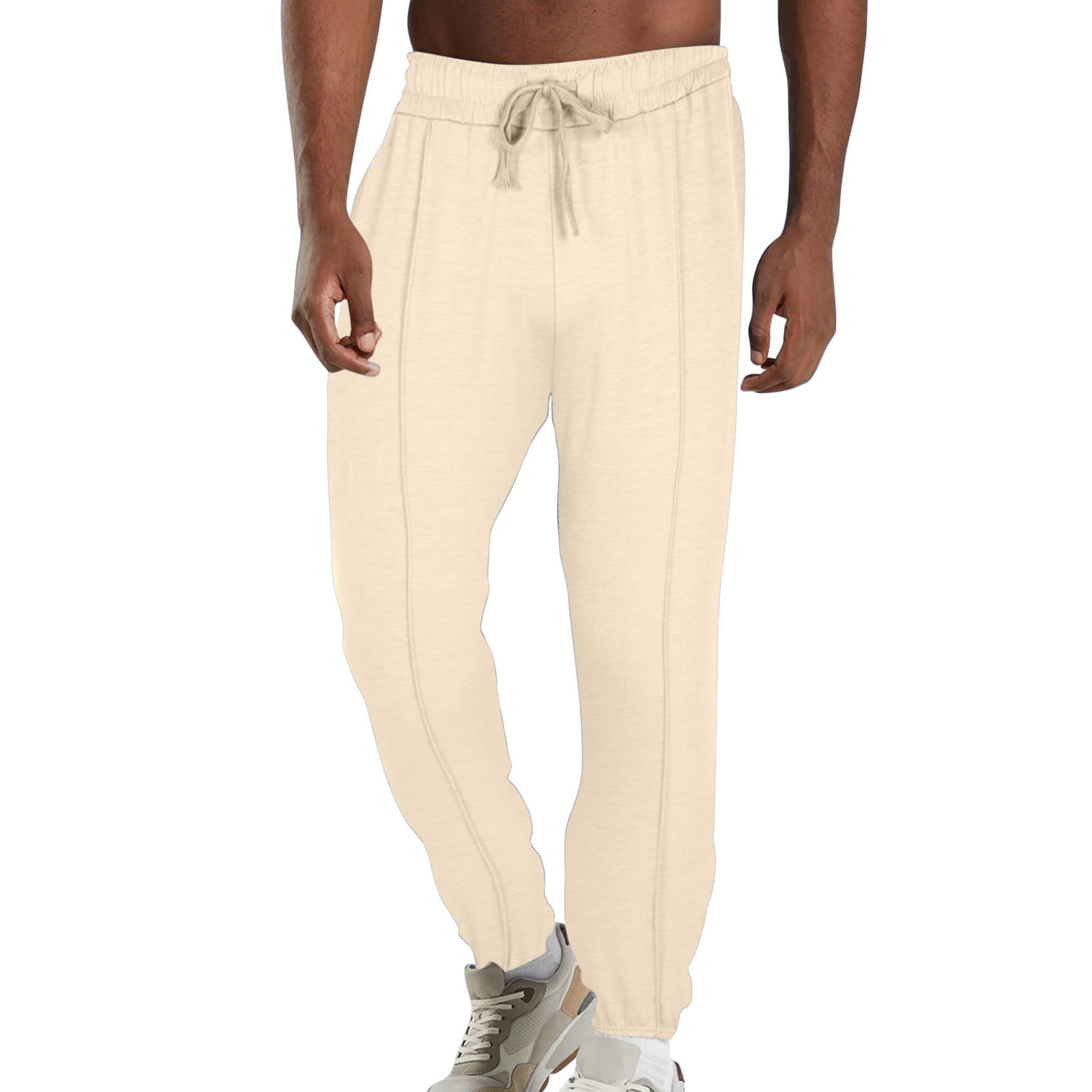 HOOMEUMY Men's Drawstring Solid Tapered Bound Feet Casual Sweatpants ...