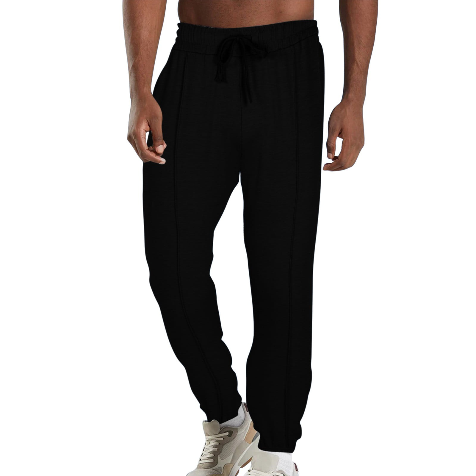 HOOMEUMY Men's Drawstring Solid Tapered Bound Feet Casual Sweatpants ...