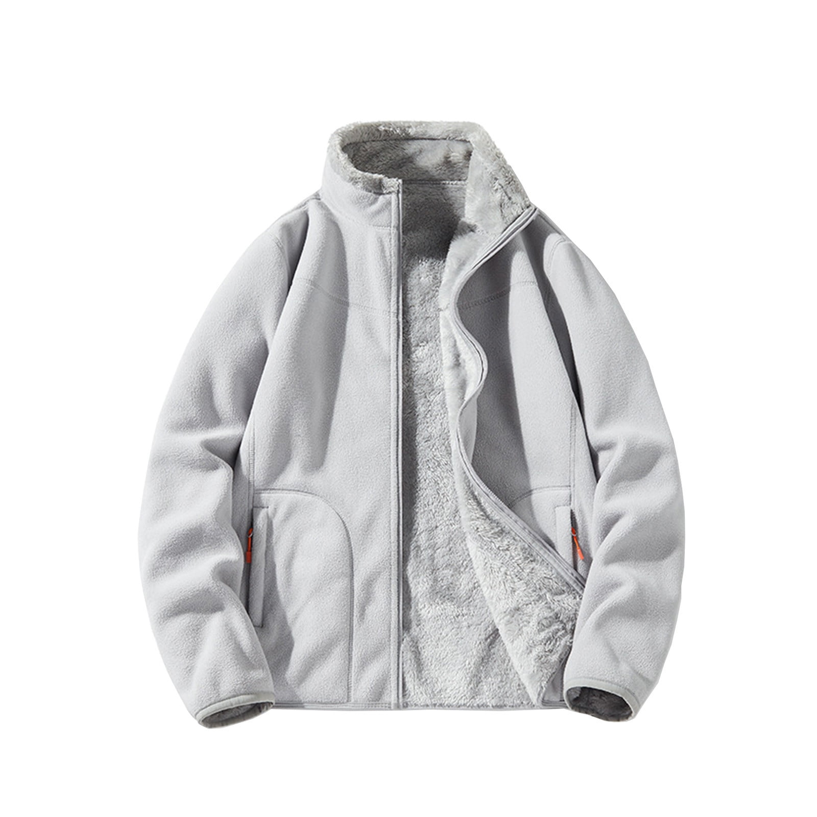 HOOMEUMY Men's Hoodless Fleece Lined Jacket Winter Warm Padded ...