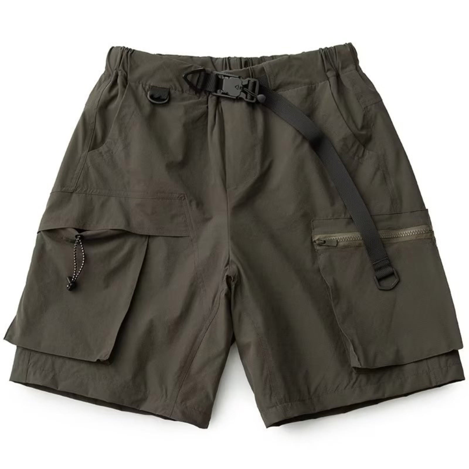 HOOMEUMY Men's Multi-Pocket Shorts with Belt Solid Color Zipper Fly ...