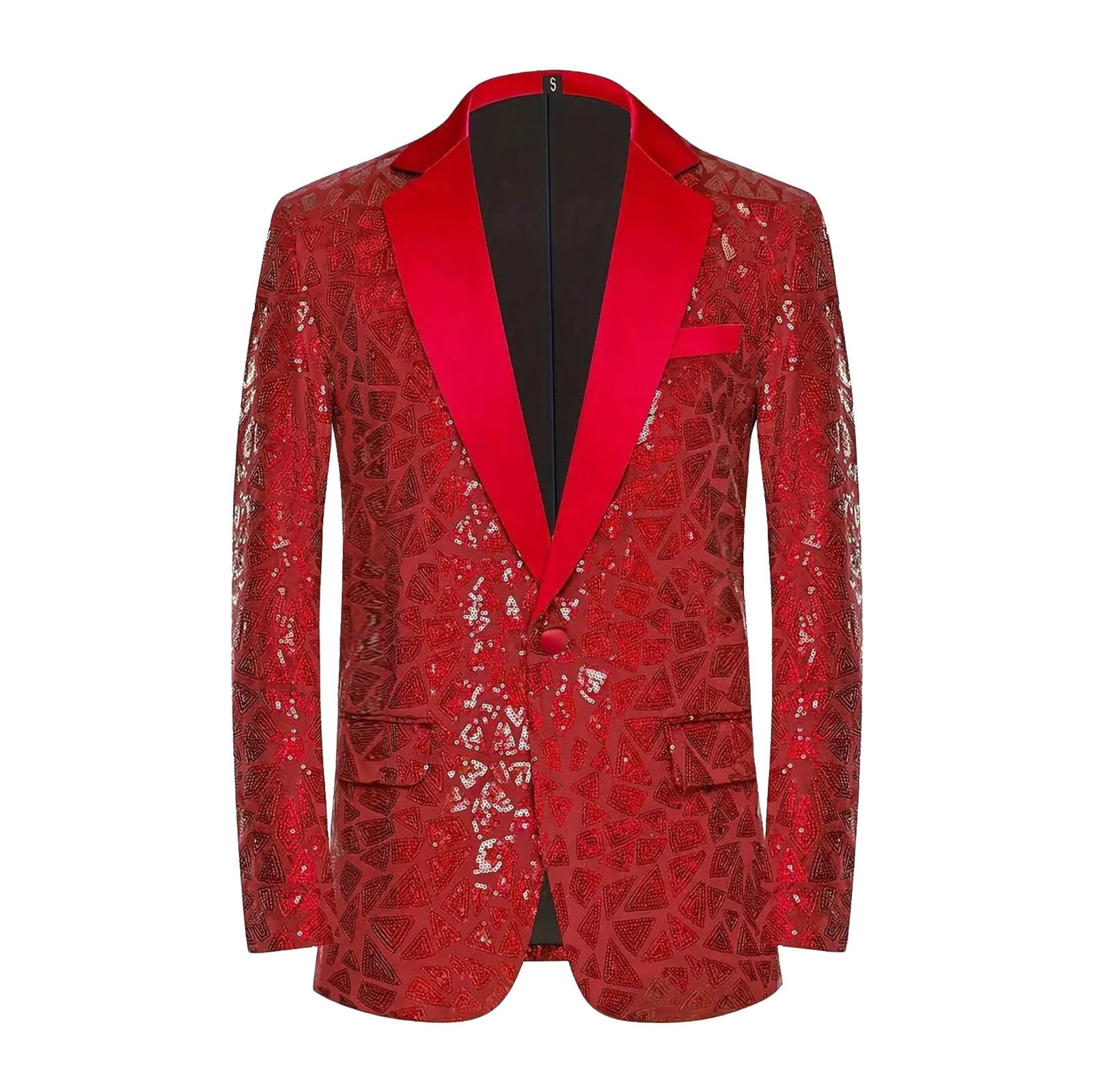 HOOMEUMY Men's Sequins Suit Shiny Jacket Long Sleeve Sparkly Blazer ...