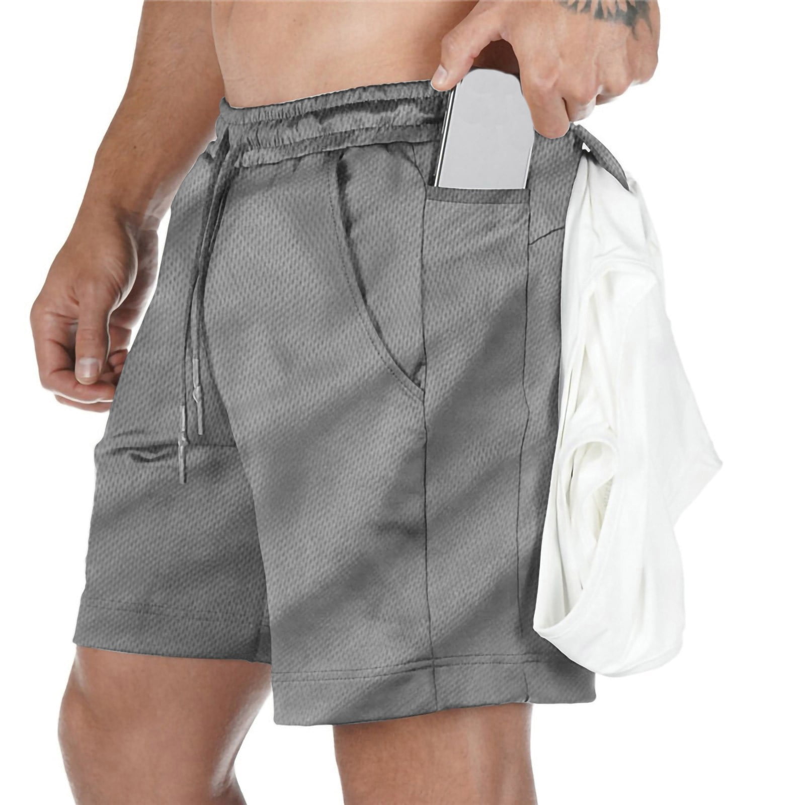 HOOMEUMY Men's Summer Outdoor Solid Color Exercise Mesh Breathable ...