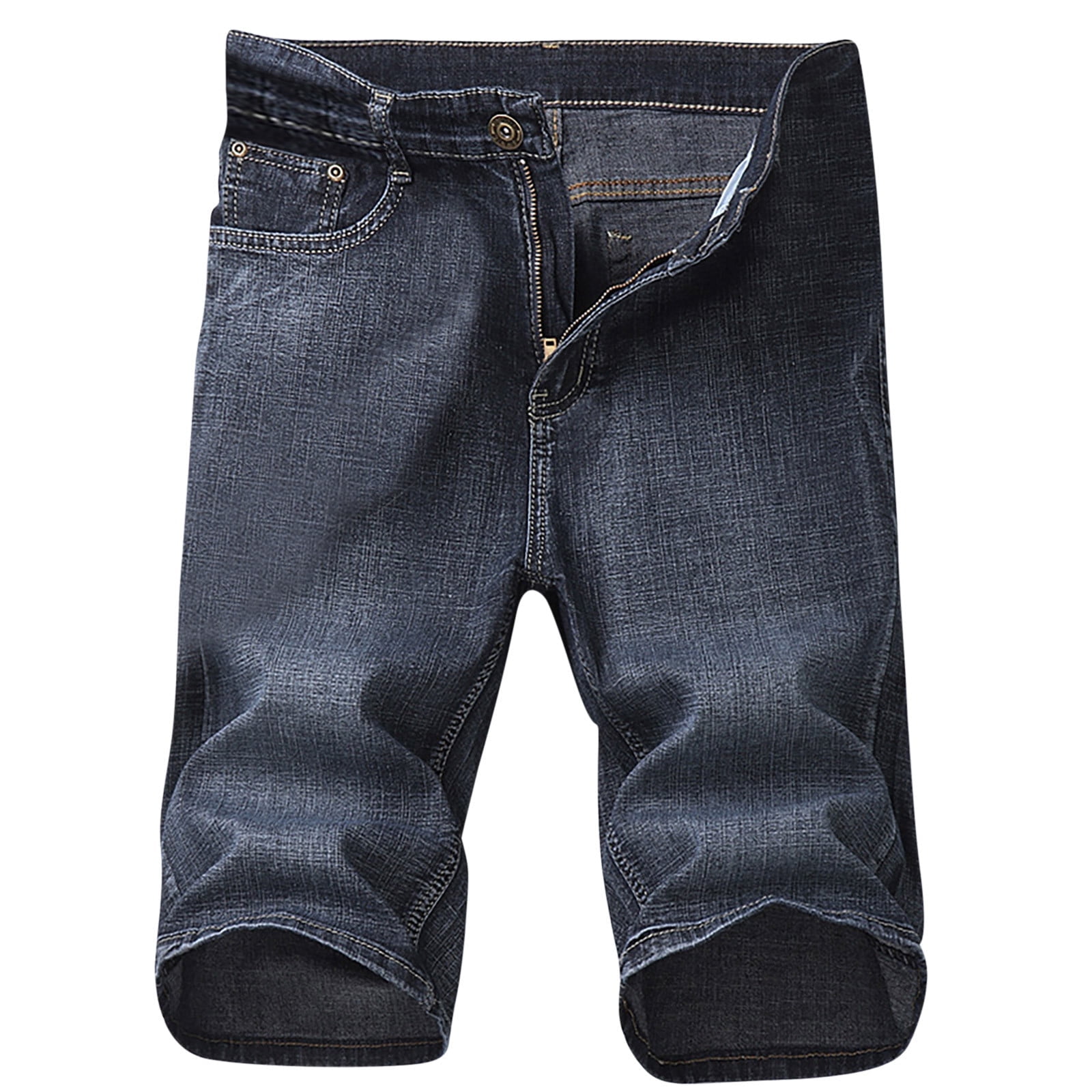 HOOMEUMY Men's Summer Straight Fit Denim Shorts with Belt Loops Zip Fly ...