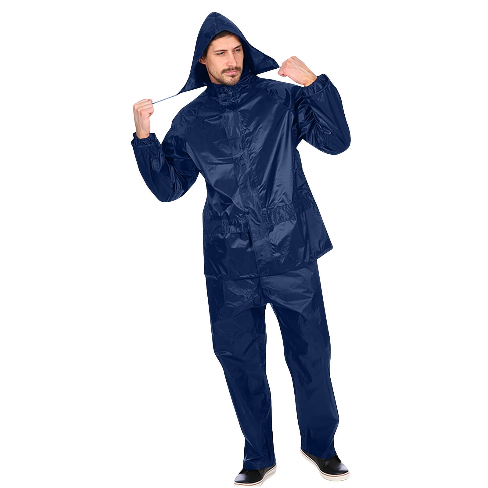 HOOMEUMY Men's Waterproof Raincoat Rain Jacket Pants Set Outdoor Travel ...