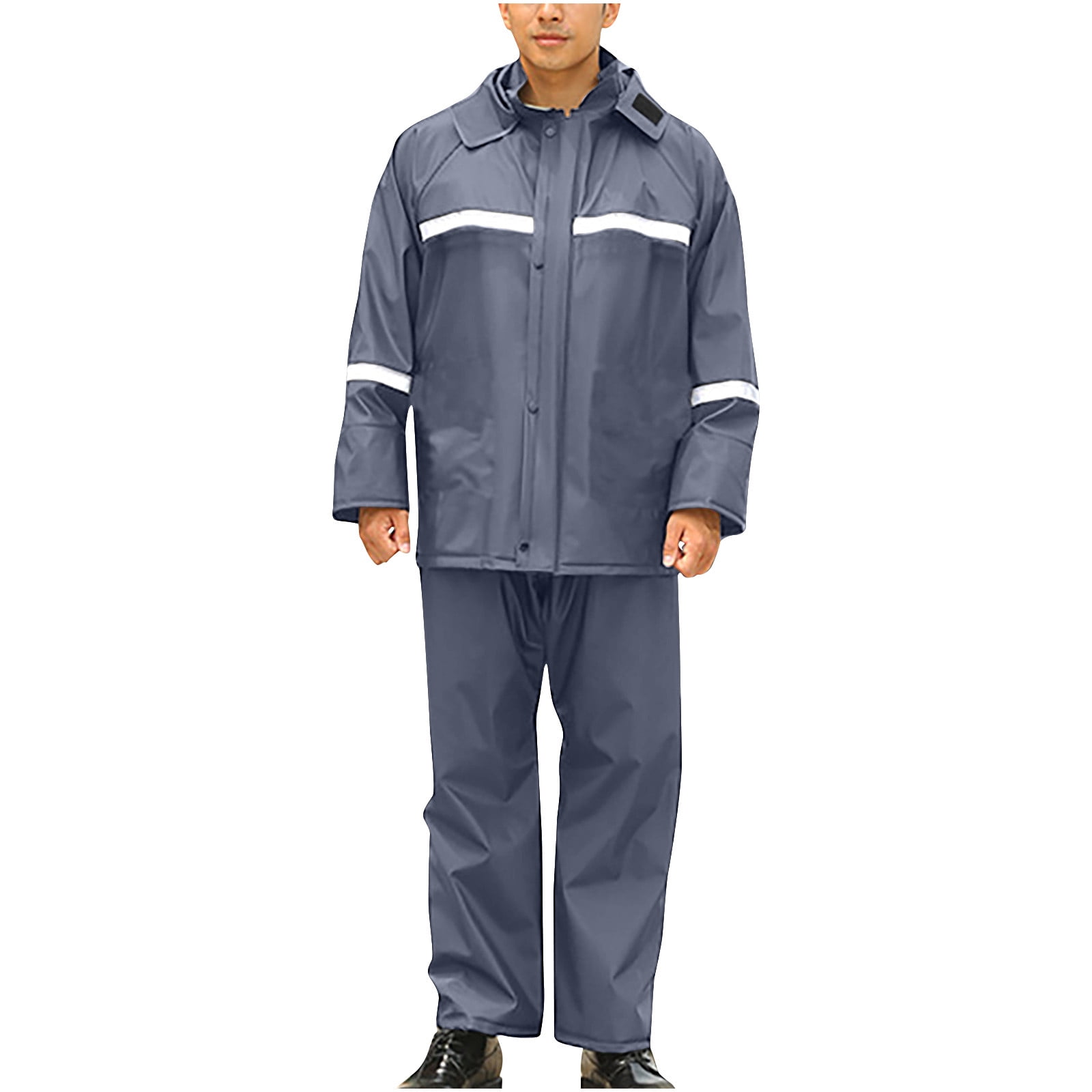 HOOMEUMY Men's Waterproof Raincoat Suit with Hood Rain Jacket Pants Set ...