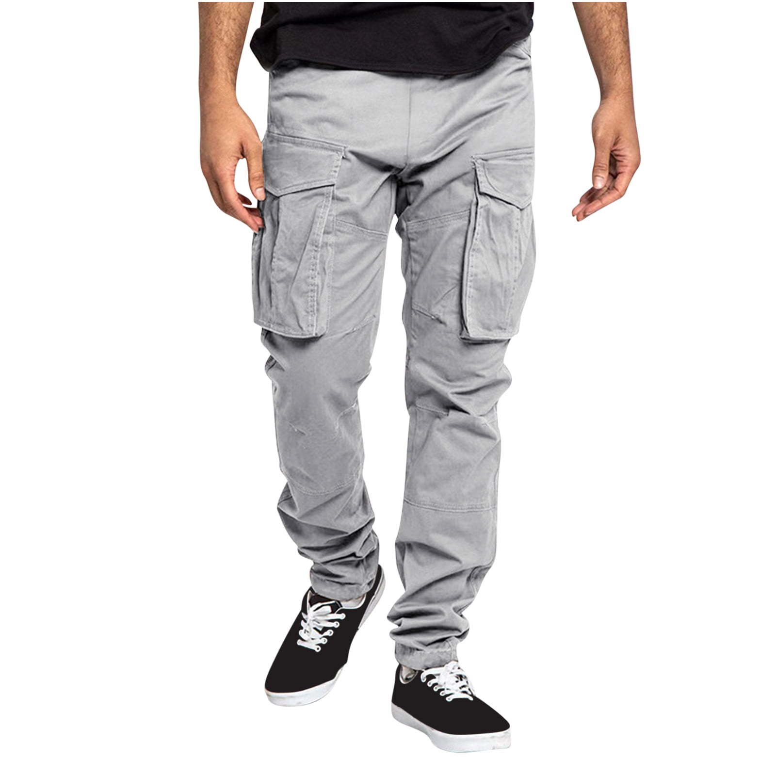 HOOMEUMY Mens Cargo Pants Jogging Cool Pant Elastic Waist Trousers ...