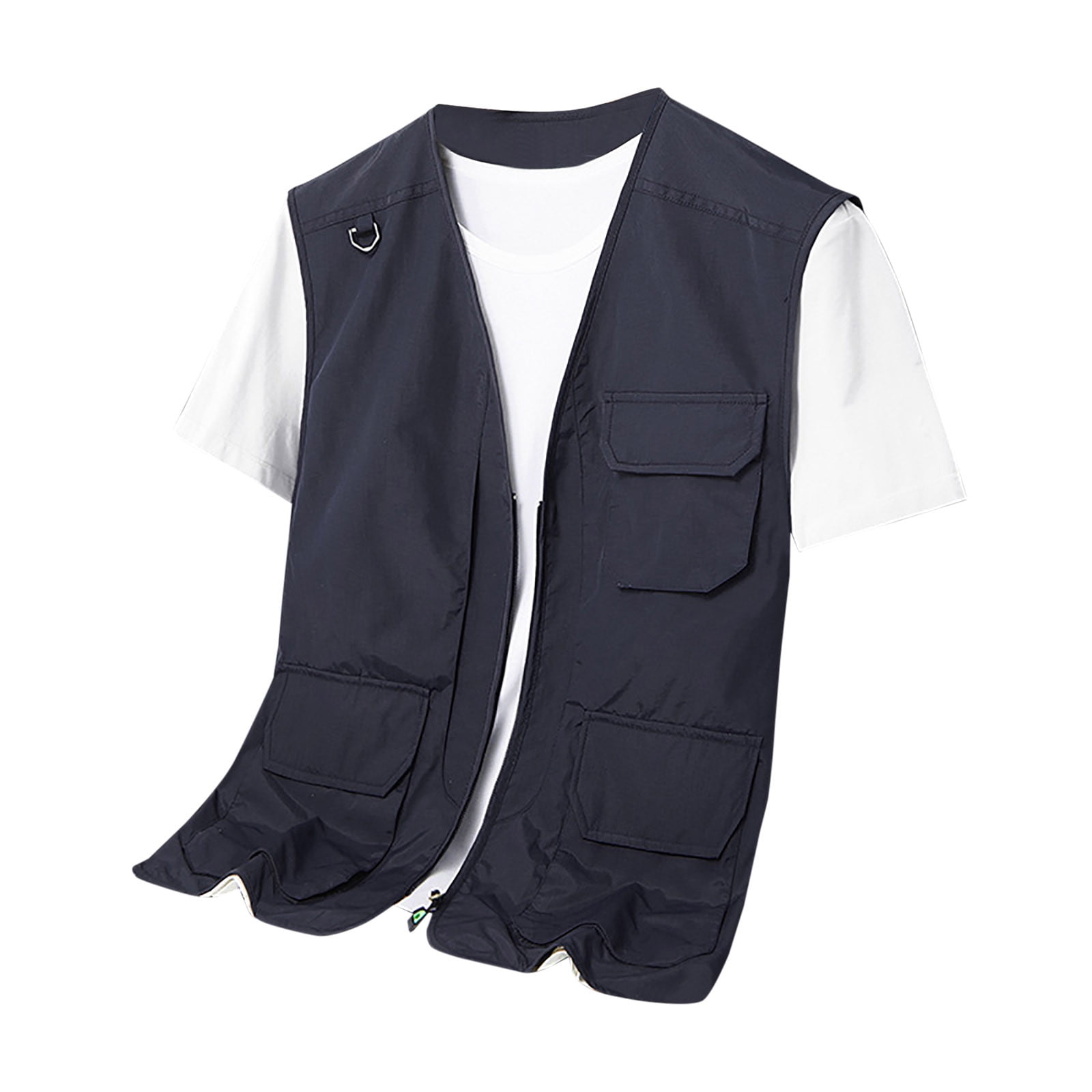 HOOMEUMY Mens Cargo Vest Pockets Design Casual Workout Sleeveless ...
