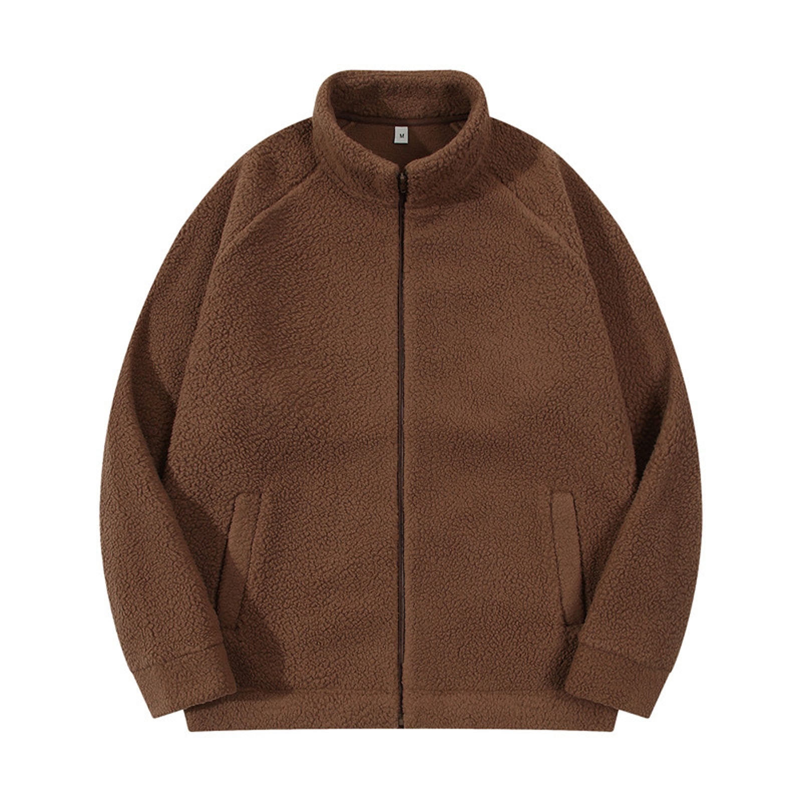 HOOMEUMY Mens Hoodless Fleece Jacket Fashion 2025 Trendy Classic Solid ...