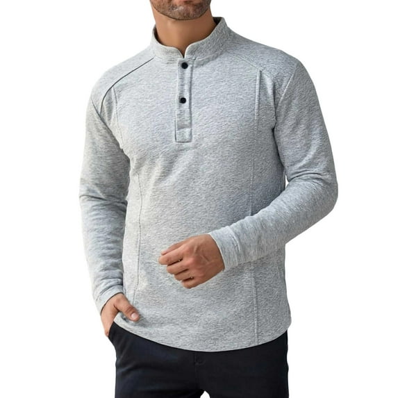 HOOMEUMY Mens Shirts Long Sleeve Comfy Solid Color Plus Size Zipper ...