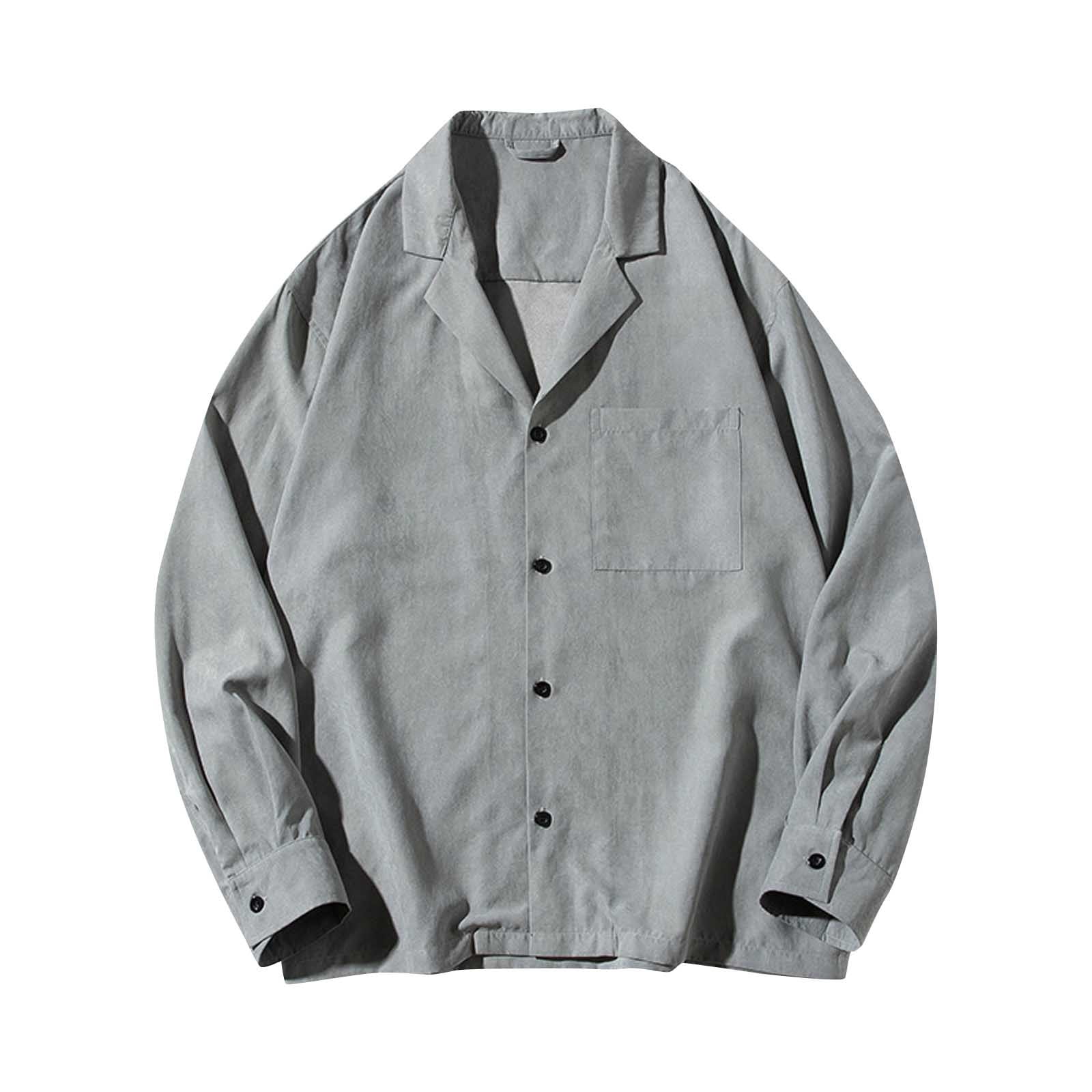 HOOMEUMY Mens Snap Shirt Jacket Deals Casual Workout Long Sleeve ...