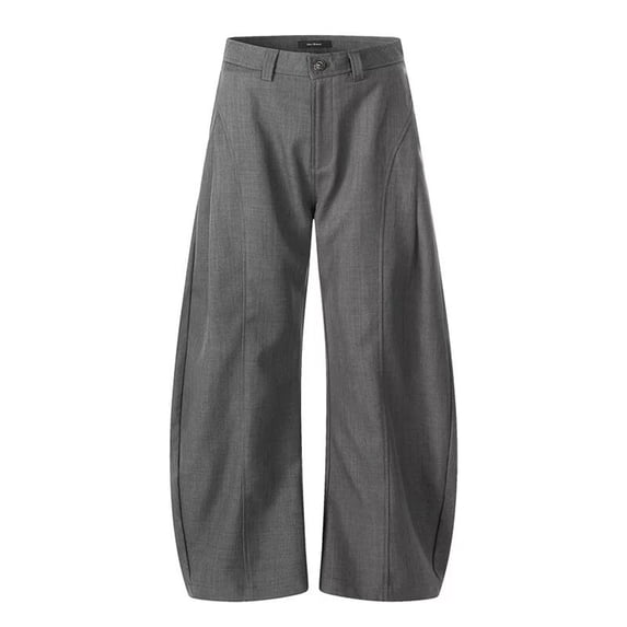HOOMEUMY Mens Wide Leg Dress Pants High Waist Casual Business Trousers ...