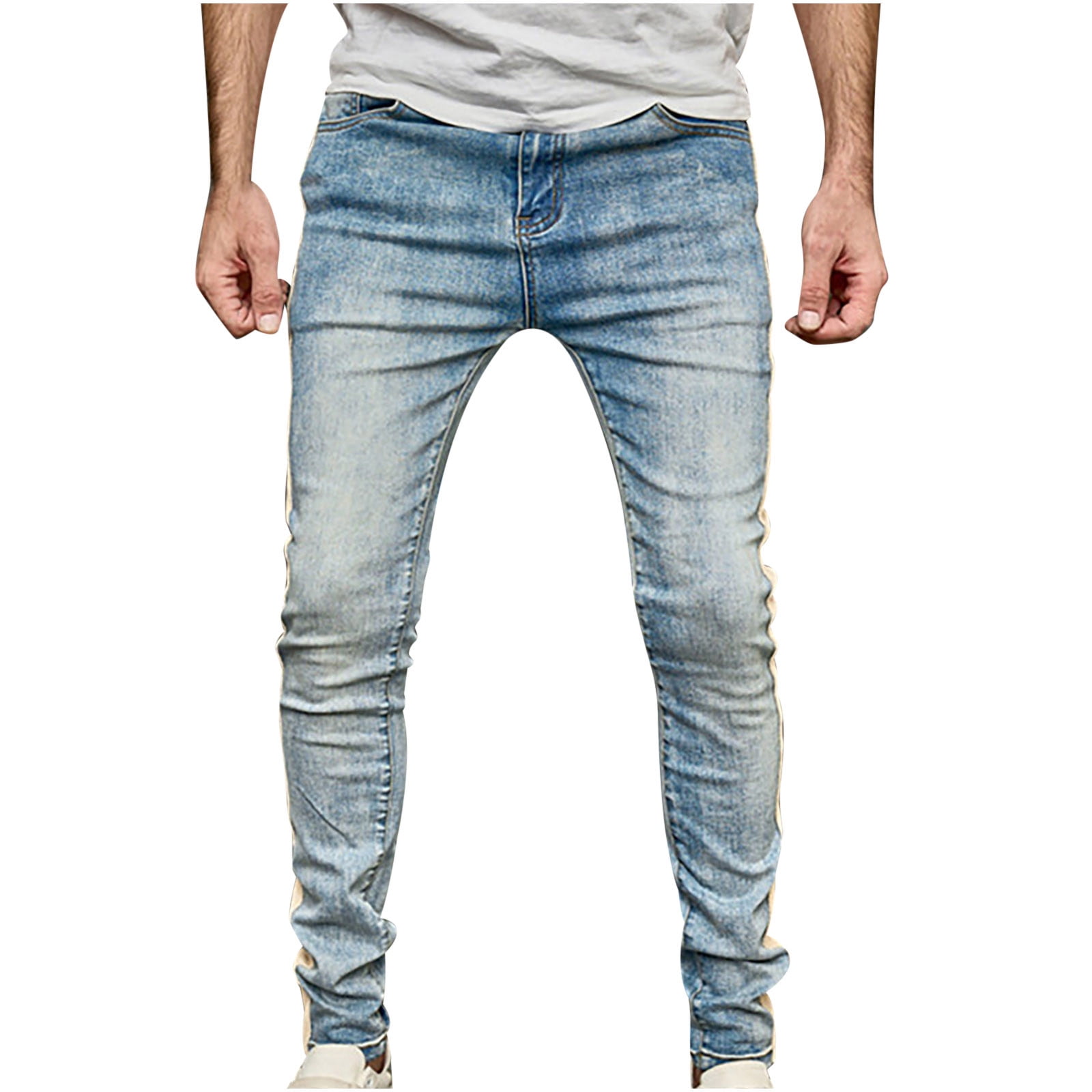 HOOMEUMY Ripped Jeans Pants for Men Straight Fit Full-length Pants ...