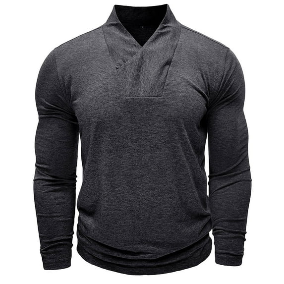 HOOMEUMY Shirts for Men Long Sleeve Long Sleeve Comfy Crew Neck Spring ...