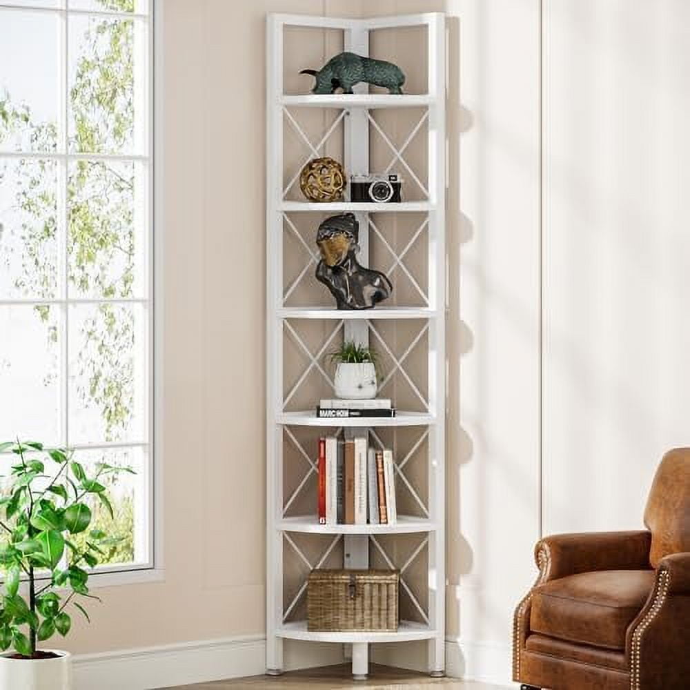 HOOMHIBIU 6 Tier Corner Rustic Corner Bookshelf Small Bookcase Corner ...