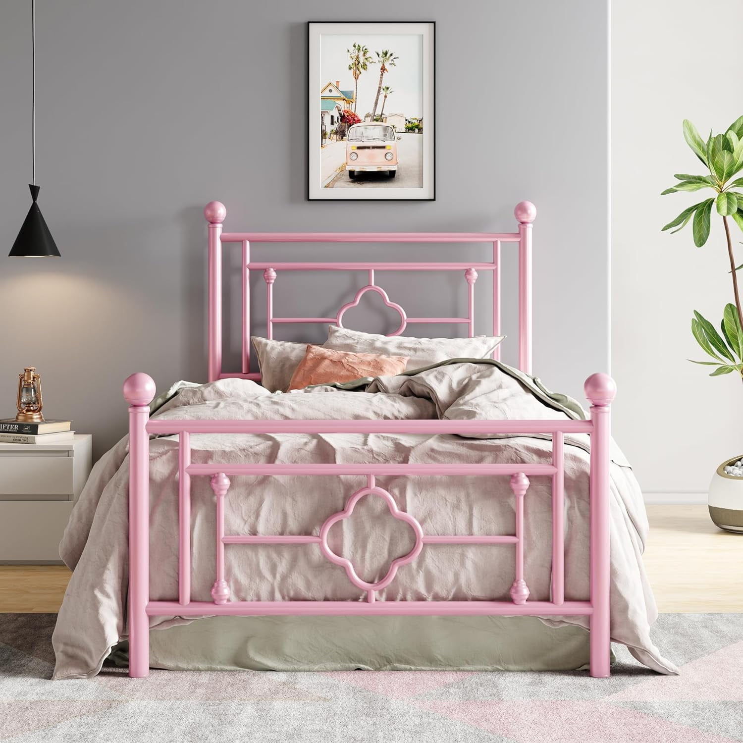 HOOMIC 14 Inch Twin Size Metal Platform Bed Frame, Vintage Victorian ...