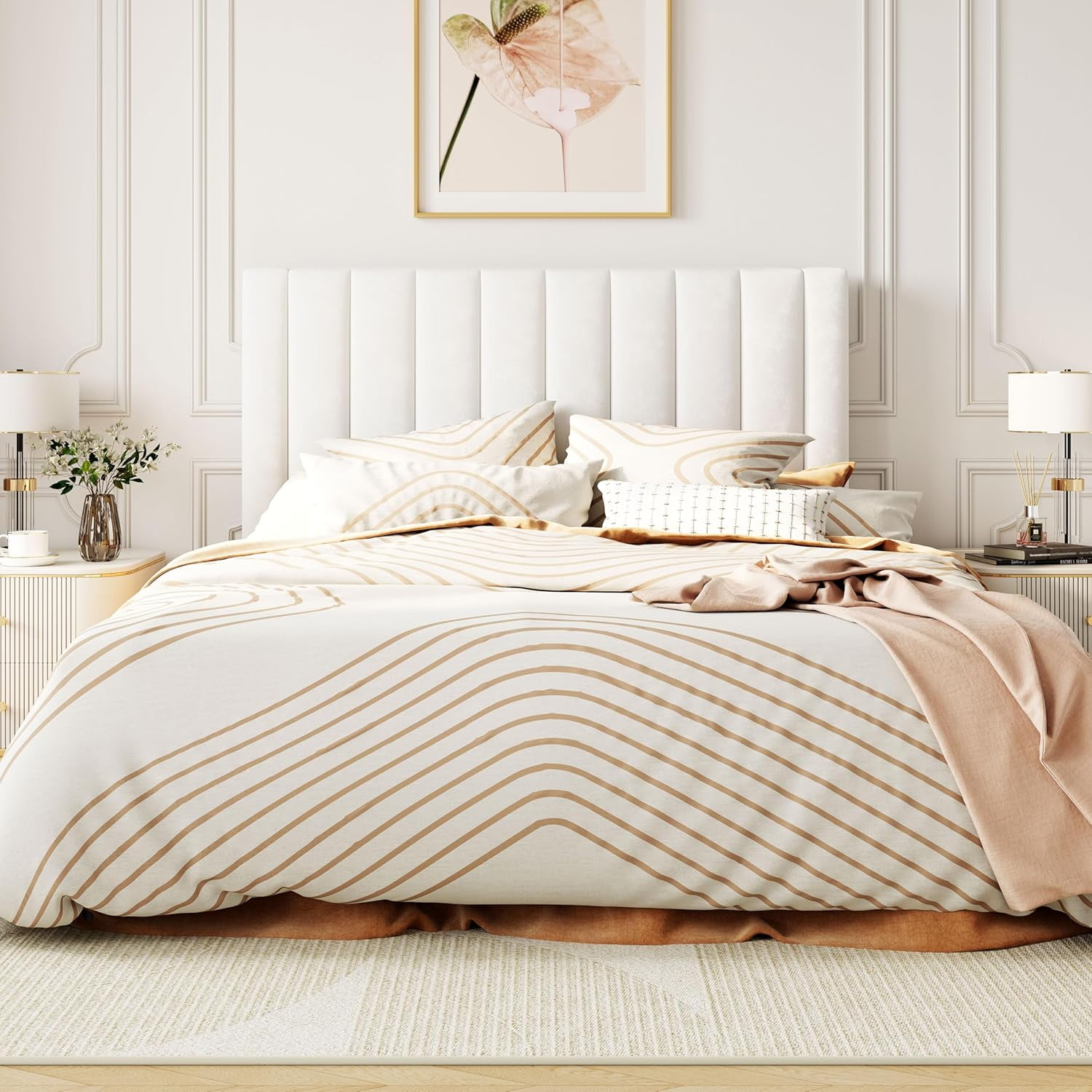 HOOMIC Queen Size Platform Bed Frame with Velvet Upholstered Plush ...