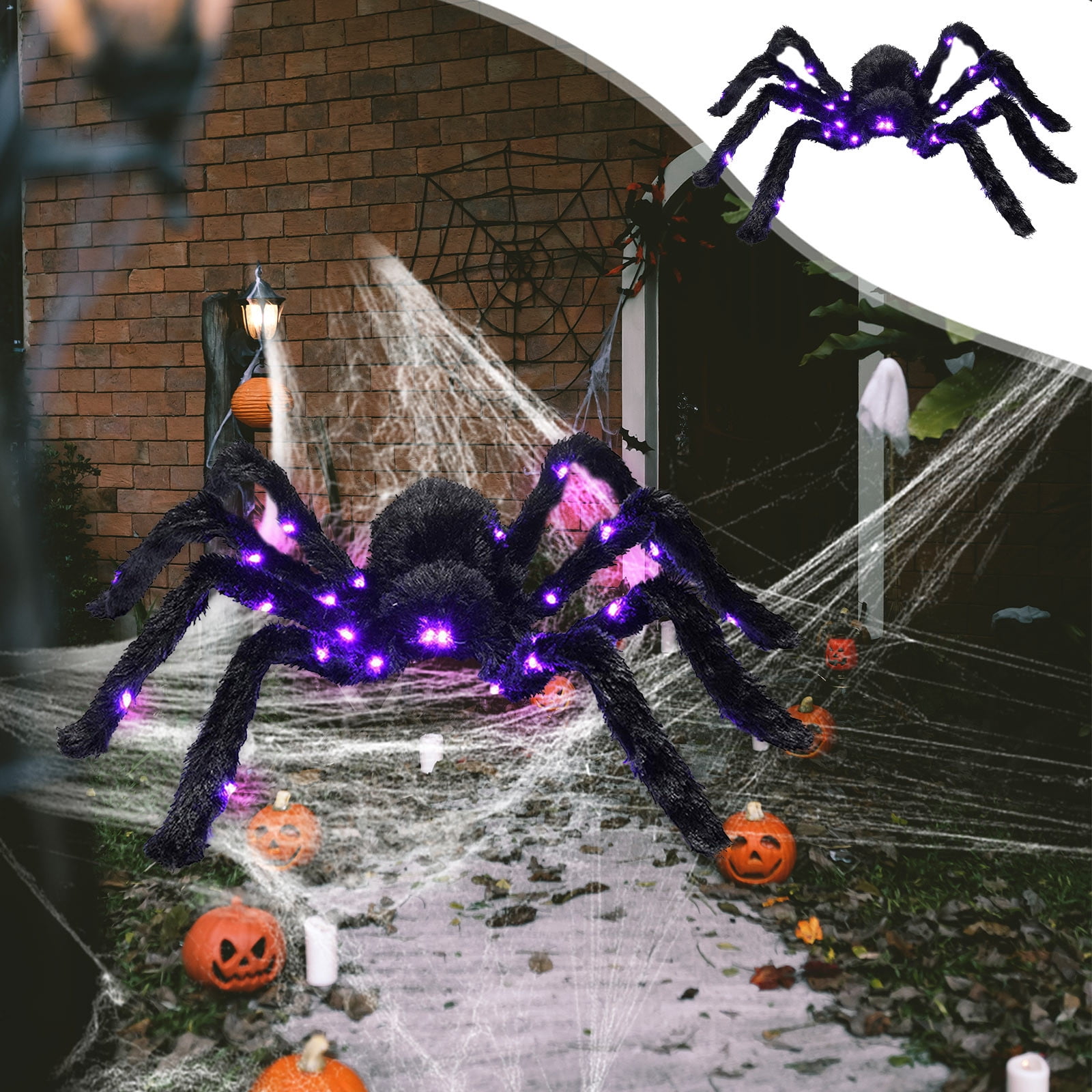 HOOMY Spider Decorations 39.5in Light up Giant Spider Glow in The Dark ...