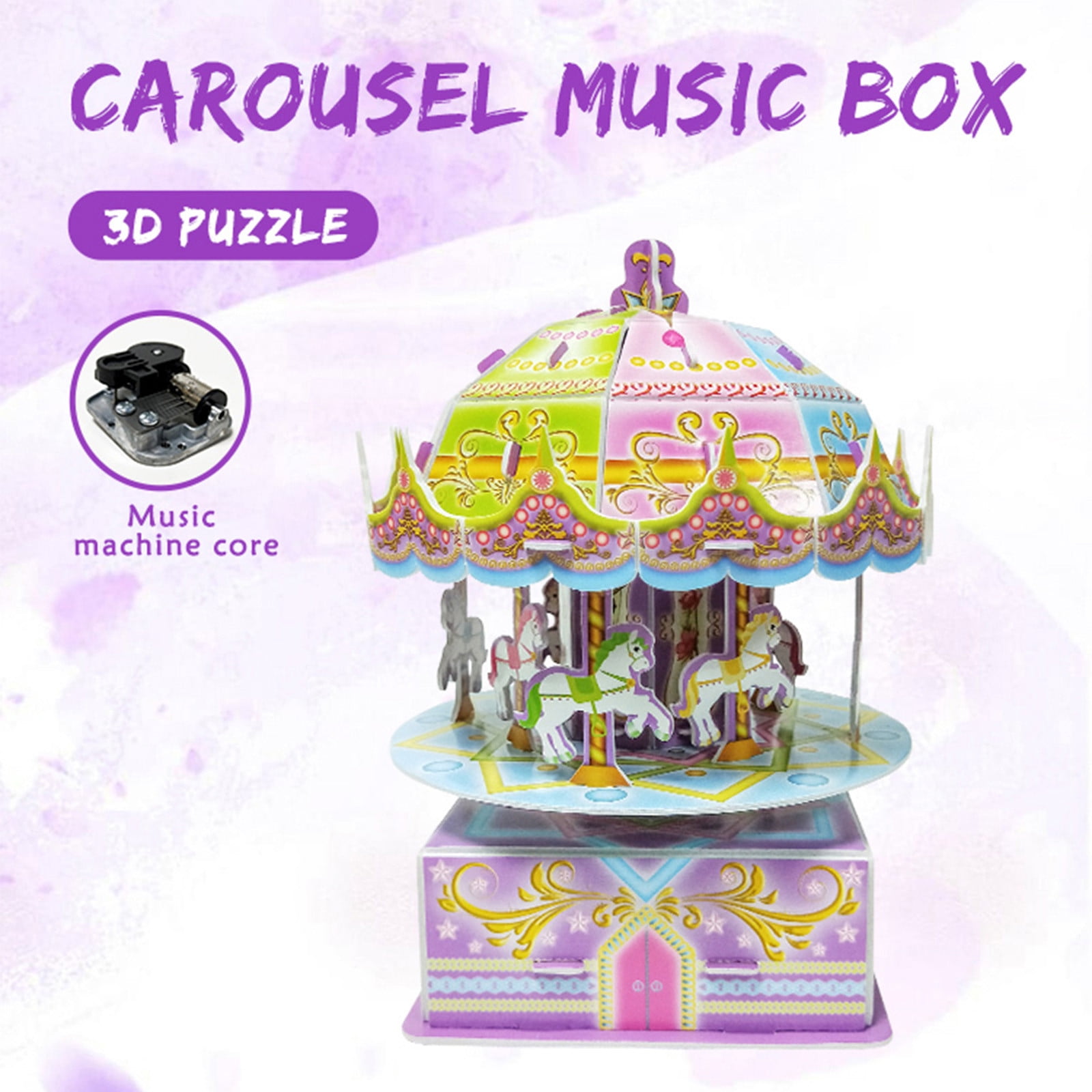 HOOMY Toys, Puzzles Kids DIY Carousel Music Box Toys Building Model ...