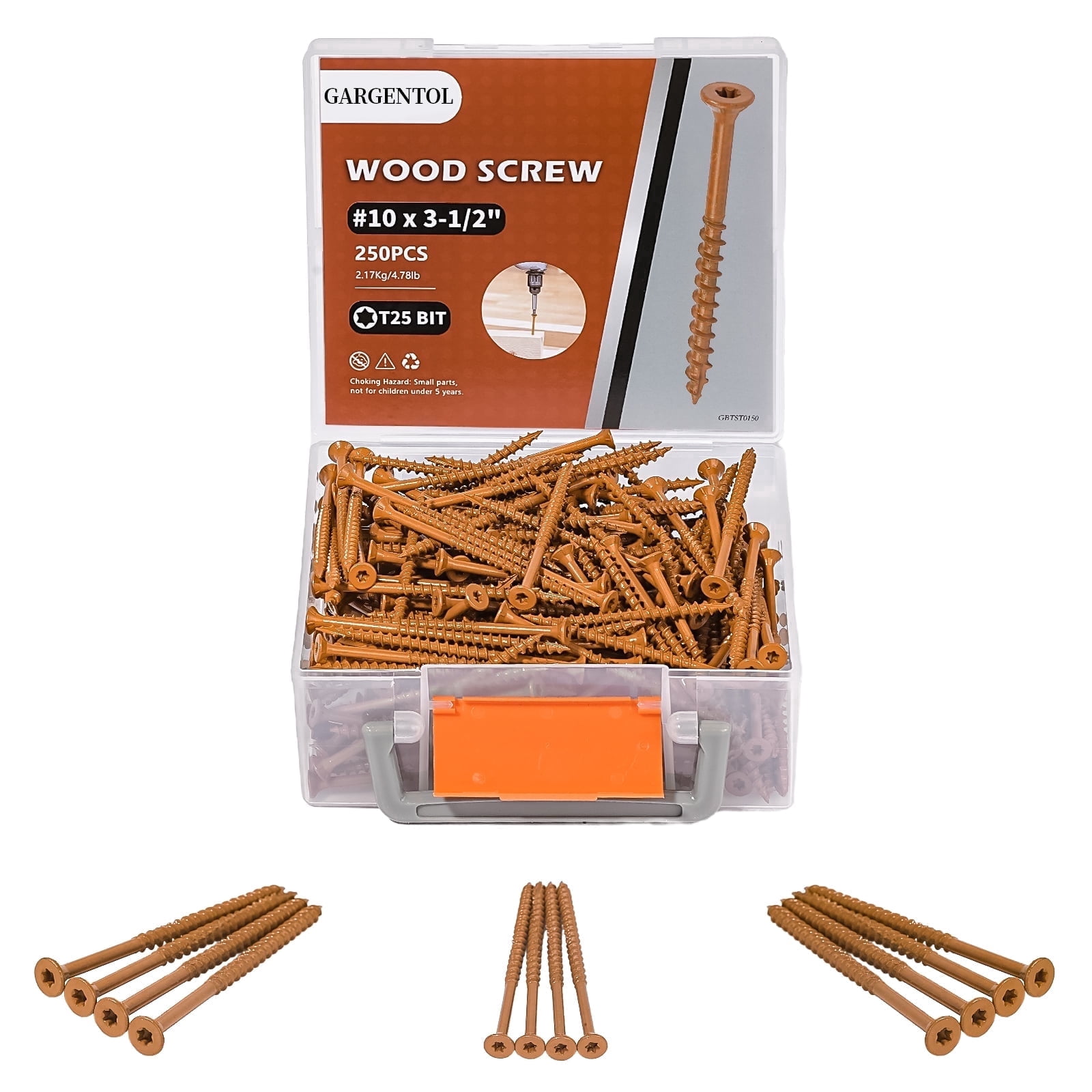 GARGENTOL Wood Screws #10 x 3-1/2", 250 PCS Construction Fence Deck ...