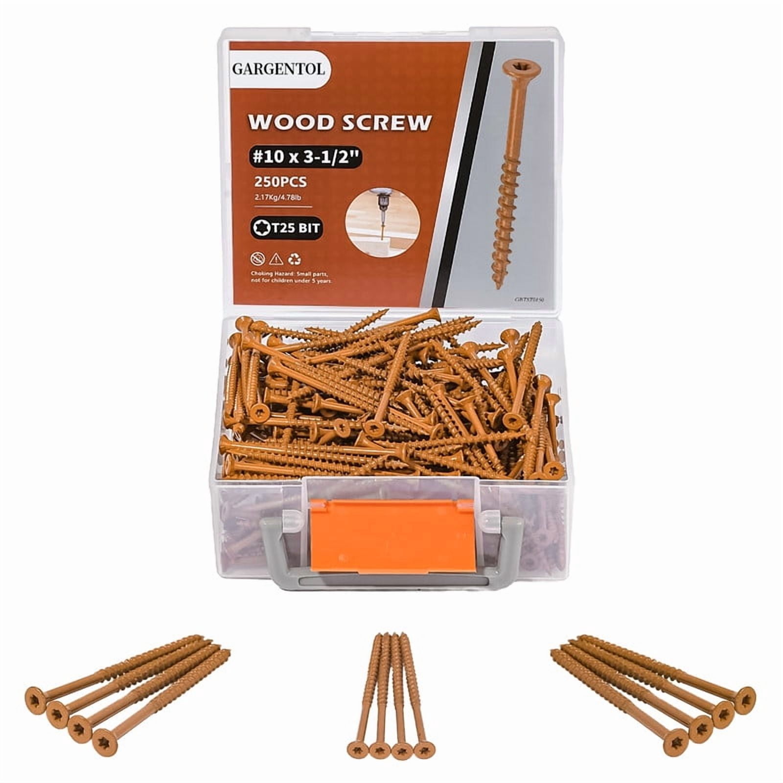 HOONGKAI Wood Screws #10 x 3-1/2", Construction Fence Screws, 250 Pcs ...