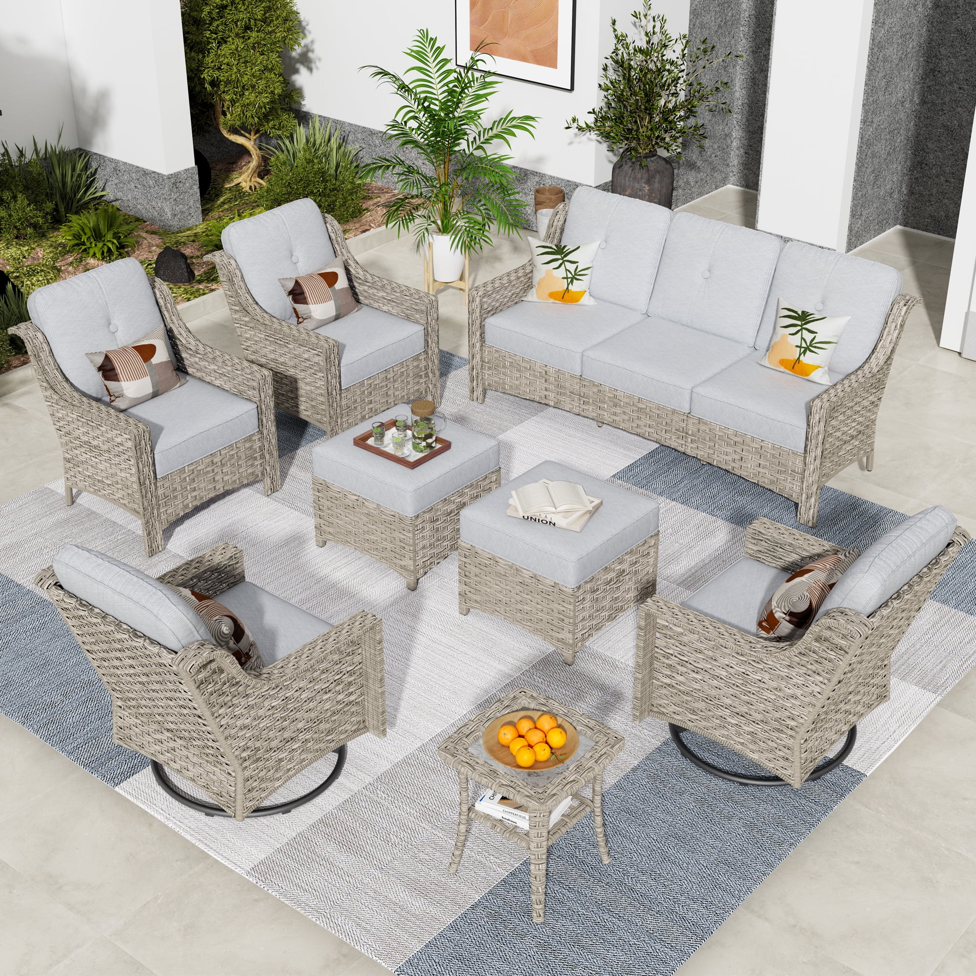 HOOOWOOO 8 Piece Outdoor Furniture Set Patio Conversation Sofa Set with ...
