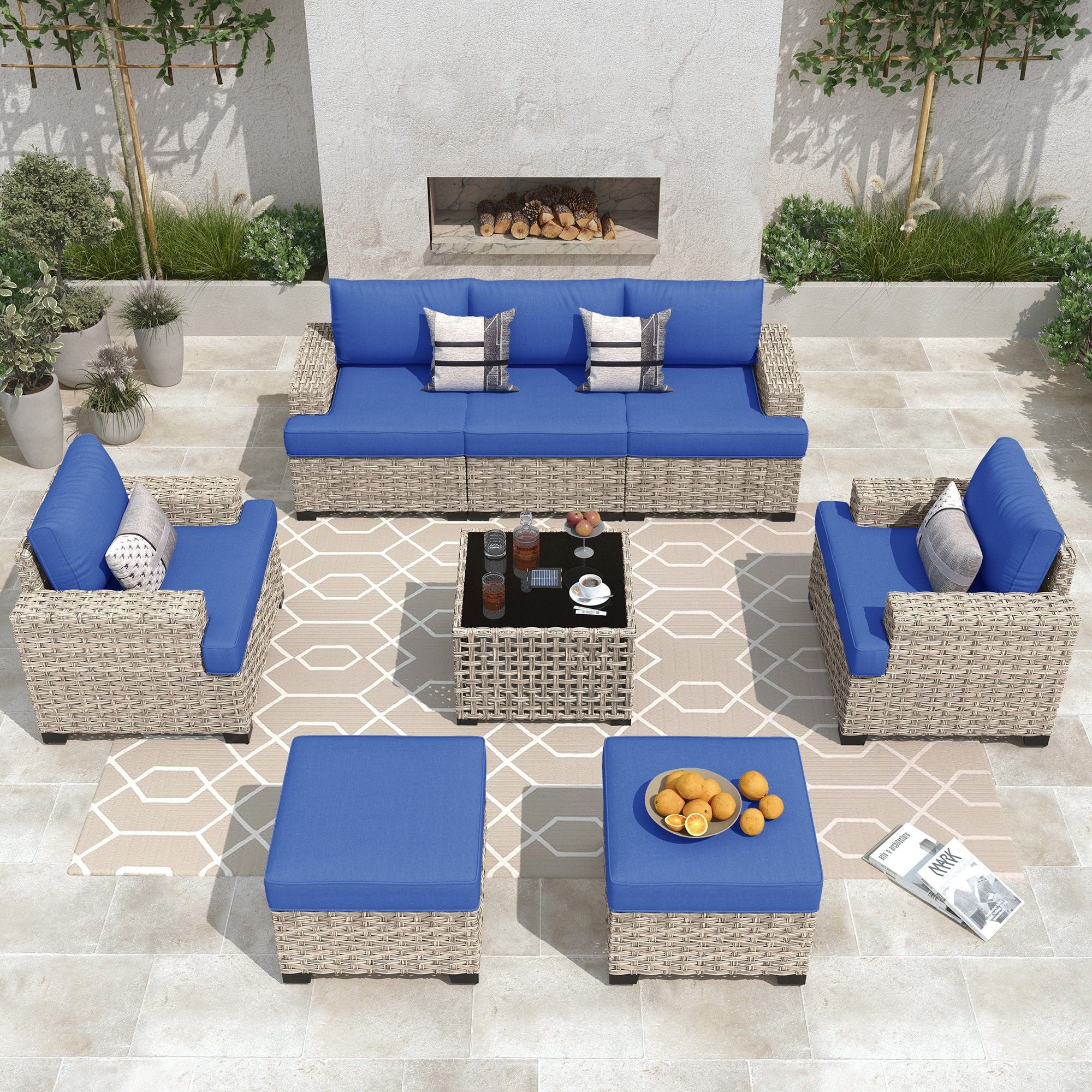 Hooowooo 8 Pieces Wicker Patio Furniture Waterproof Rattan Outdoor ...