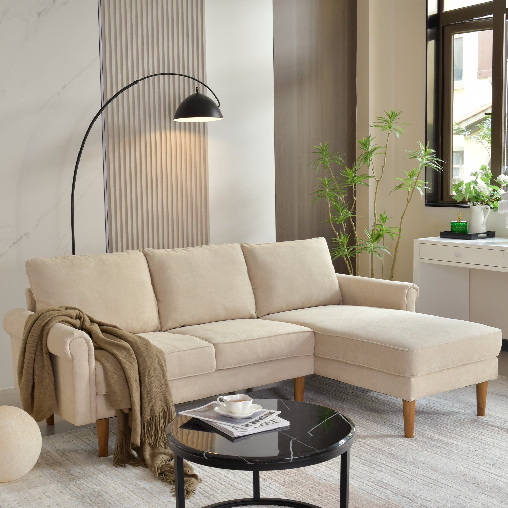 HOOOWOOO 81.50" Wide L-Shaped Indoor Sofas and Couches,3 Seats ...