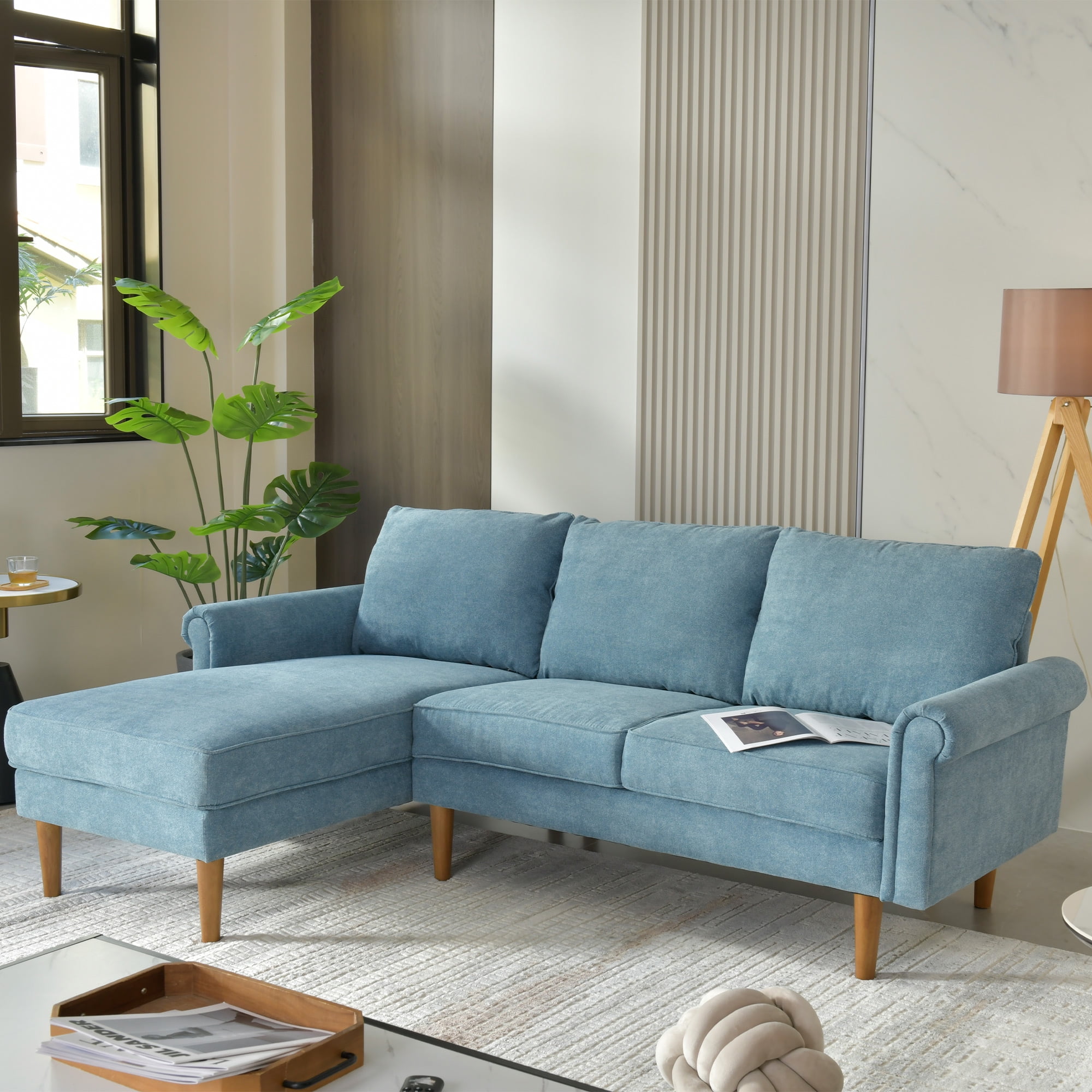 HOOOWOOO 81.50" Wide L-Shaped Indoor Sofas and Couches,3 Seats ...