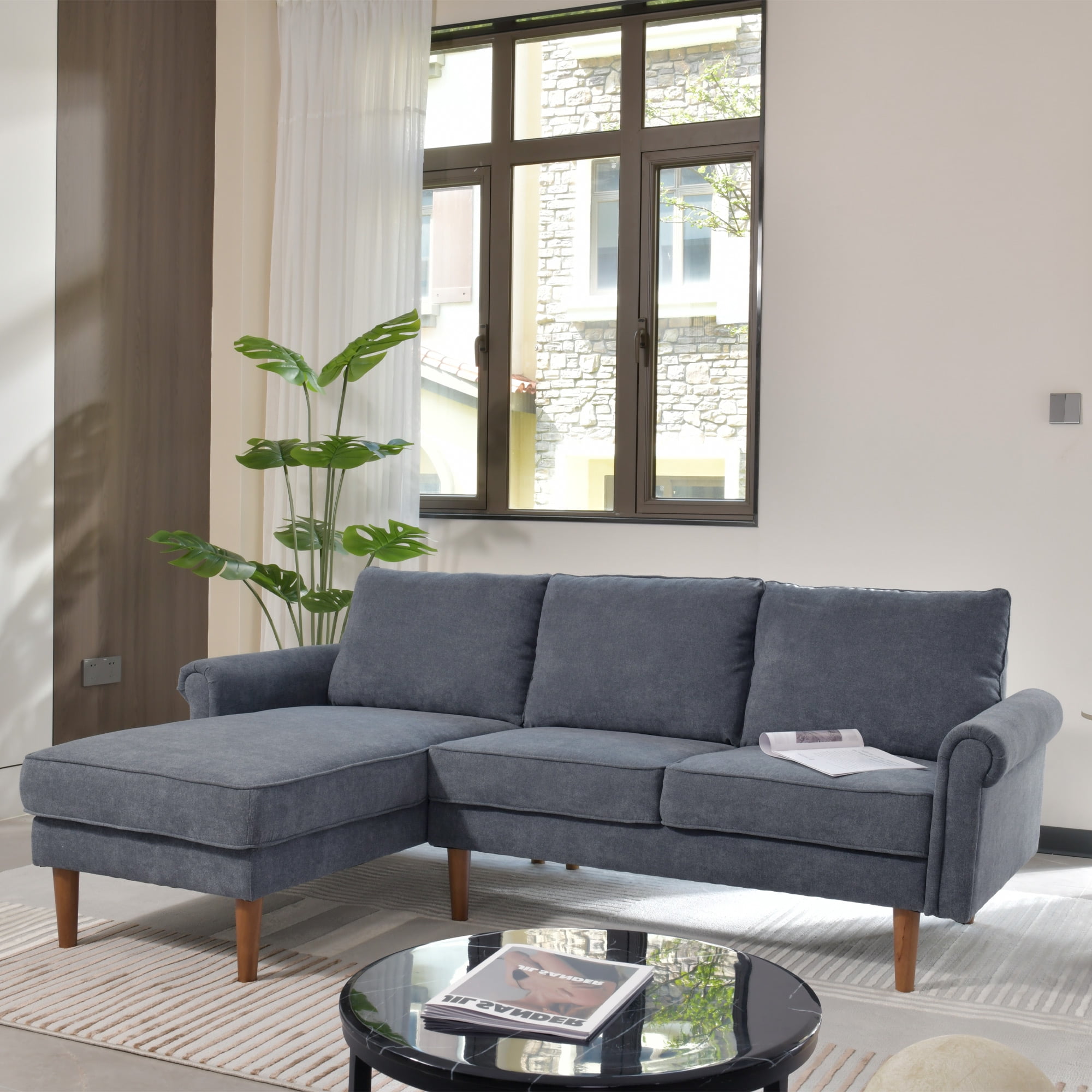 HOOOWOOO 81.50" Wide L-Shaped Indoor Sofas and Couches,3 Seats ...