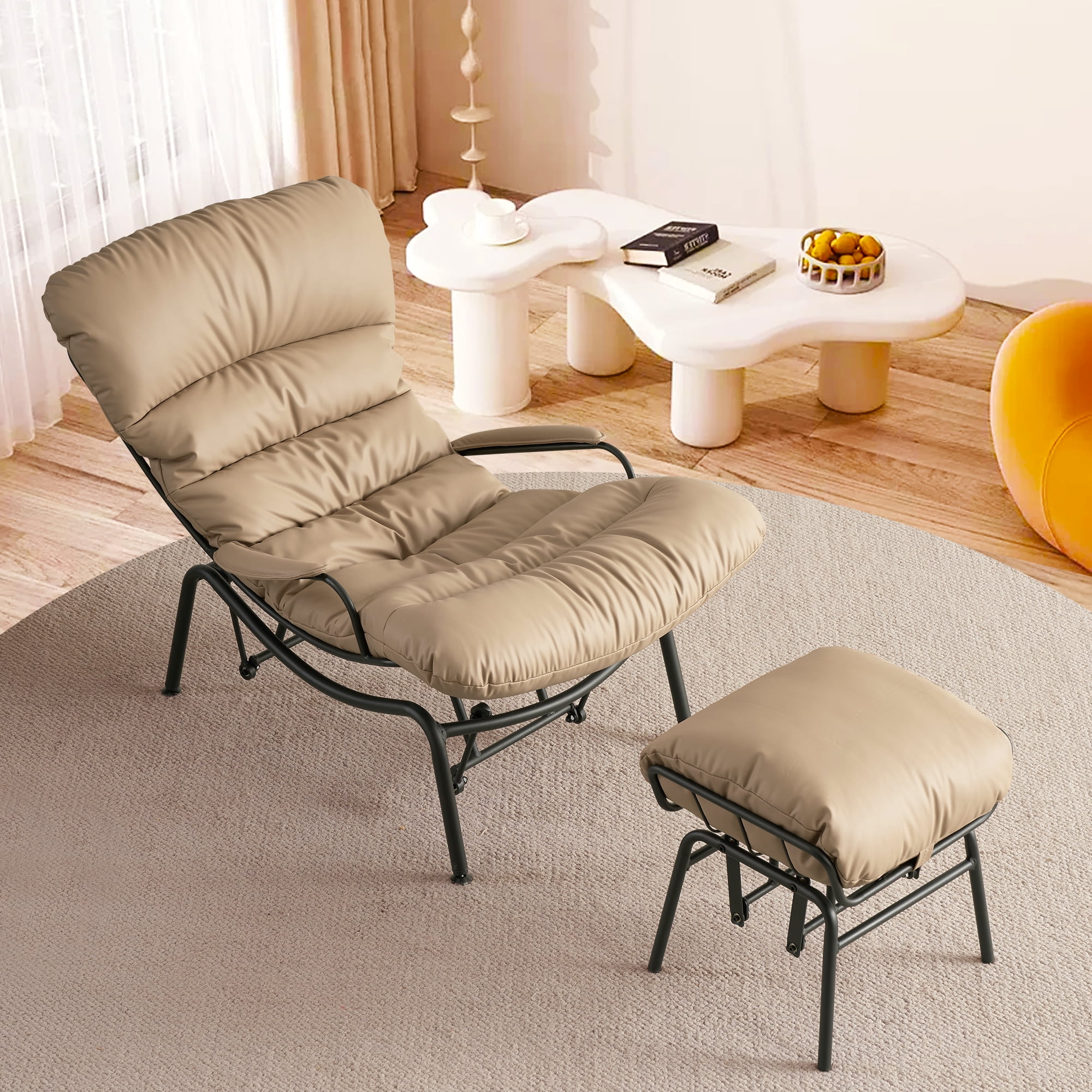 HOOOWOOO Accent Recliner Rocking Chair with Ottoman, Mid Century Modern ...