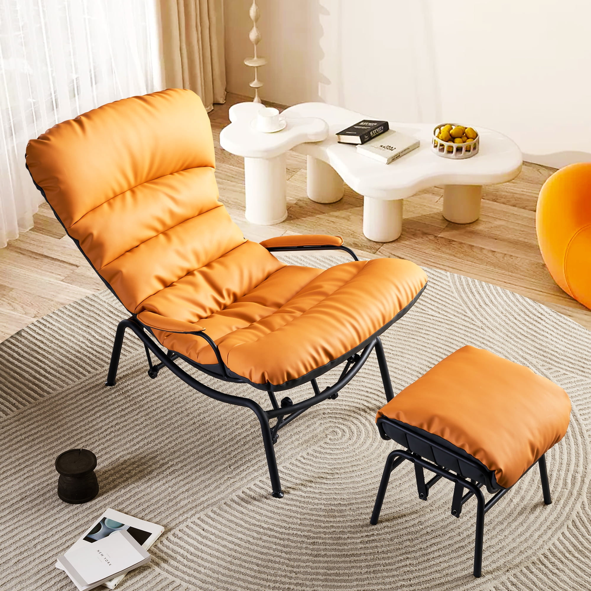 HOOOWOOO Accent Recliner Rocking Chair with Ottoman, Mid Century Modern ...