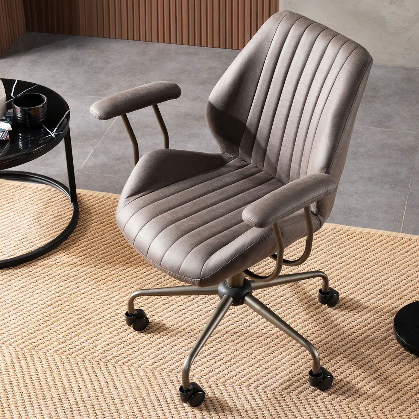 HOOOWOOO Ergonomic Office Chair with Wheels Suede Fabric Swivel Gaming ...