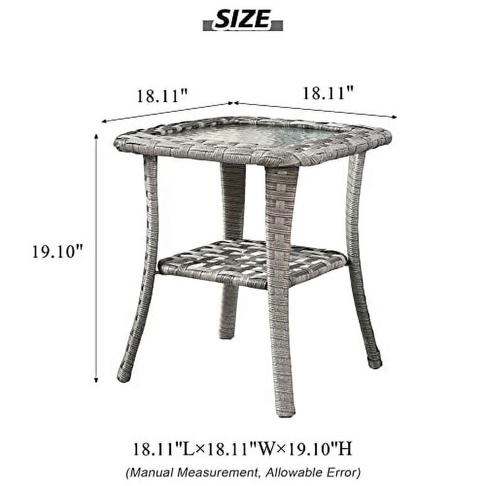 HOOOWOOO Small Patio Outdoor Side Table Wicker Square Outdoor Table ...