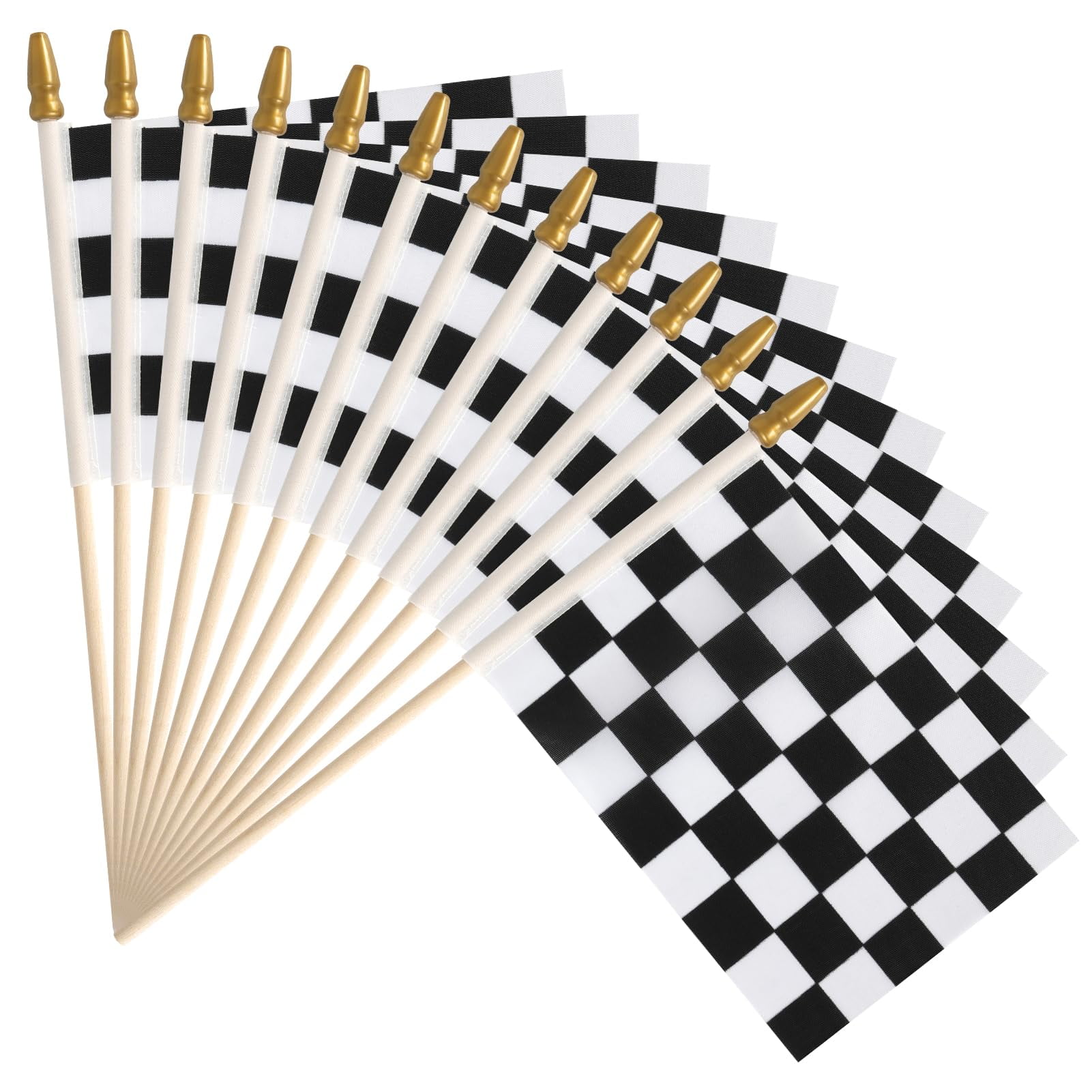 HOOSUN 12 PackTRDN Checkered Flag Sticks, 6"x4" Double Sided Print ...