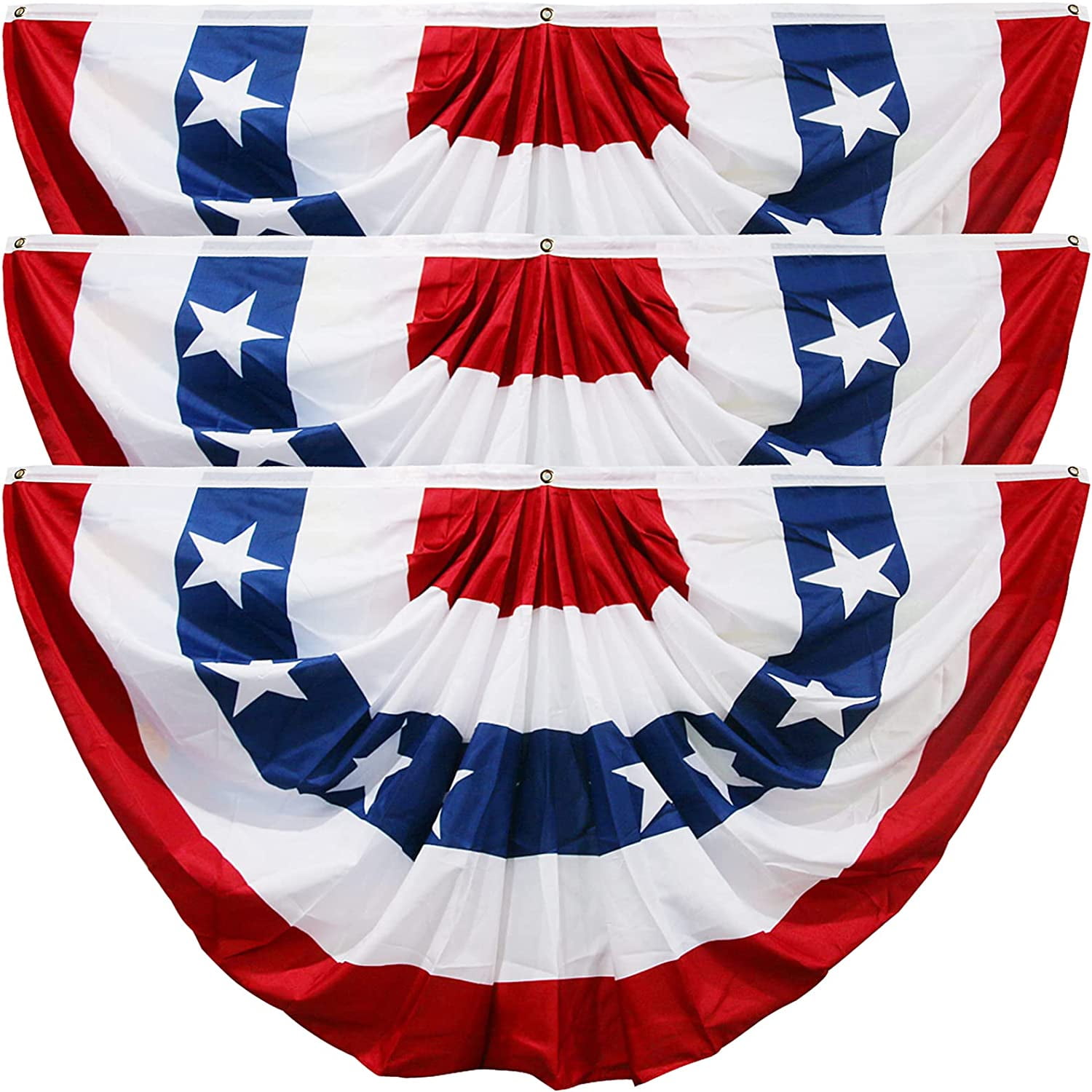HOOSUN 4th Of July Decorations,3 Pack American Flag Bunting for Outside ...