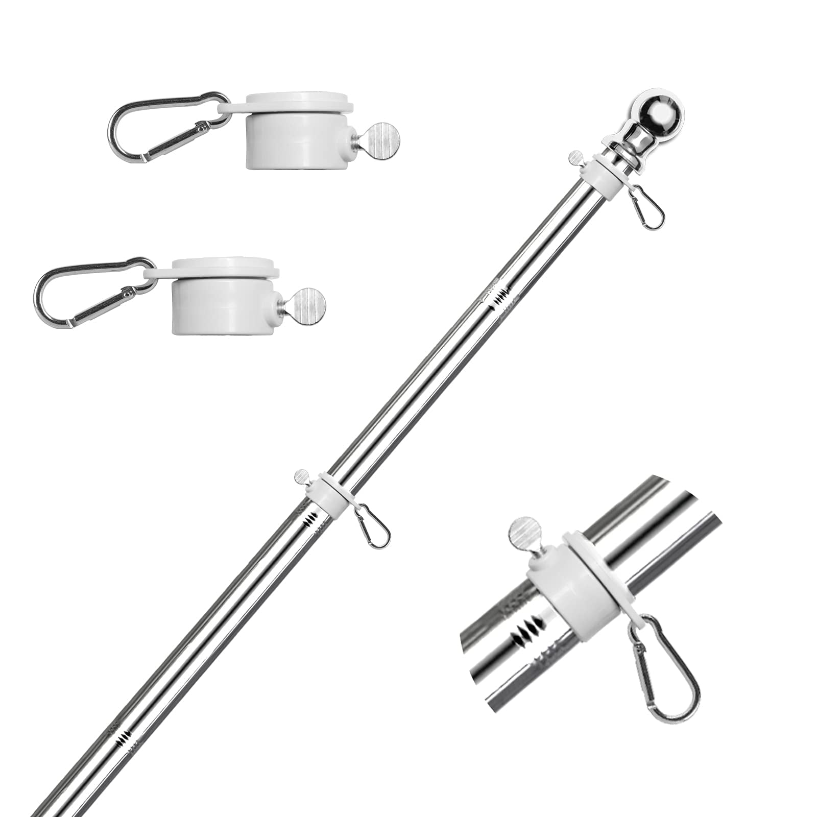 HOOSUN 6 FT Flag HMF23 Pole Sectional Kit with Rotating Rings and Flag ...