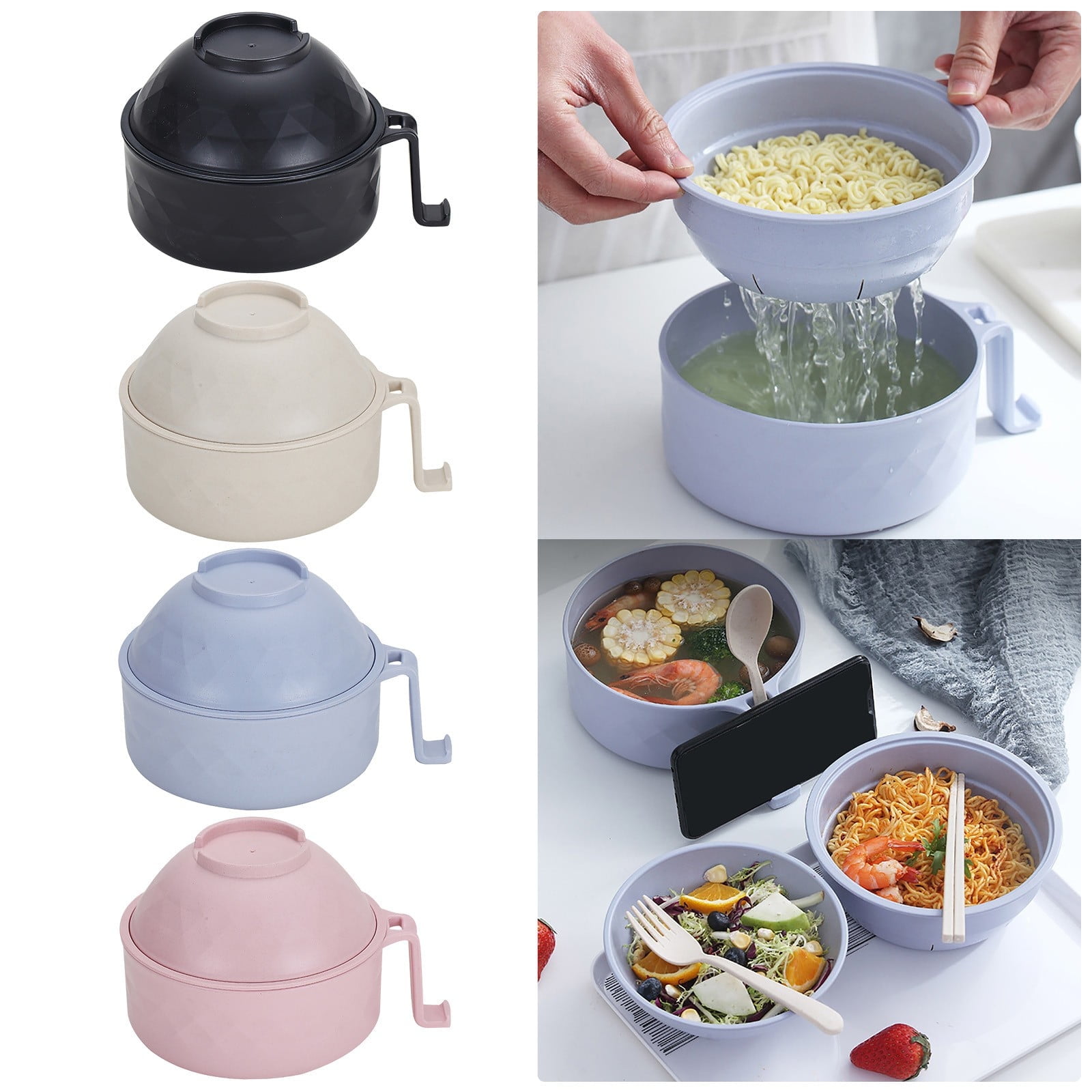HOOUDO Instant Noodle Bowl Clearance Tableware Ramen Bowl Set Microwave ...