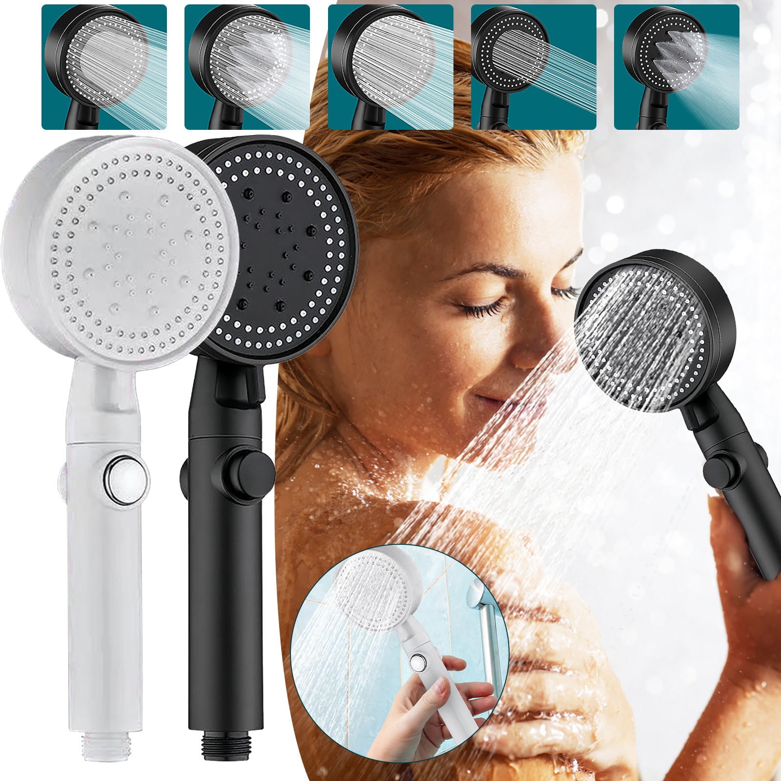 Hooudo Shower Clearance Handheld Detachable Showers Heads Turbo Filter