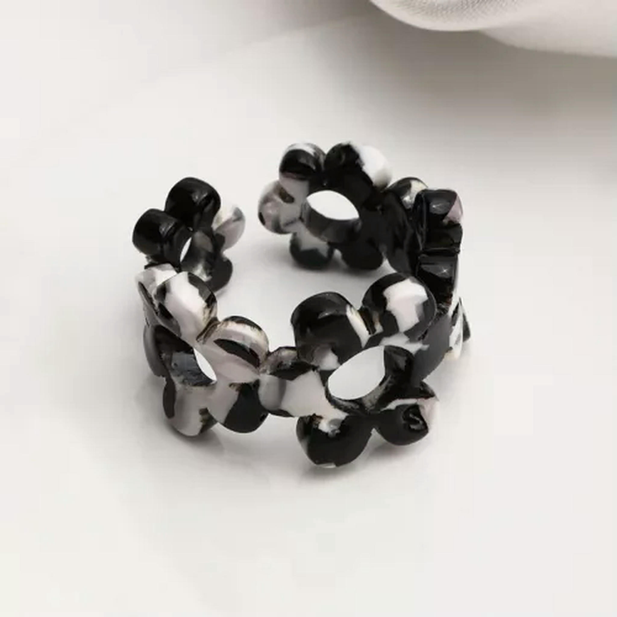 HOOUN 1 PC Adjustable Opening Finger Ring Trendy Plastic Flower Jewelry ...