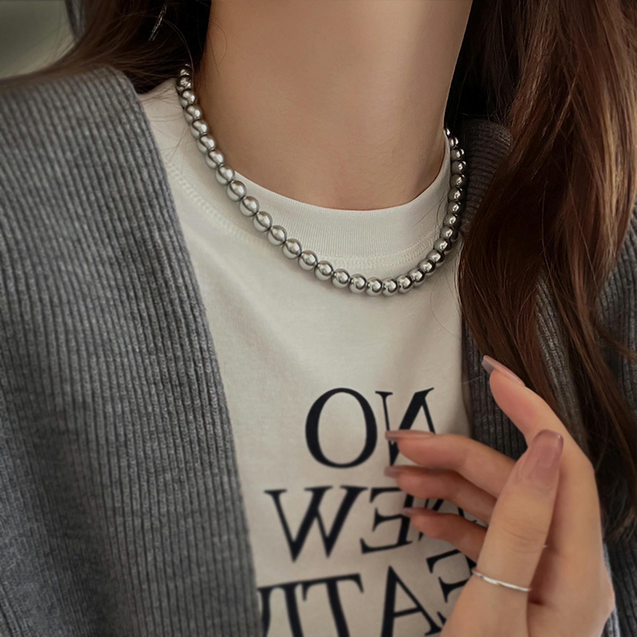 HOOUN 1 Pcs French Retro Pearl Necklaces Women's Senior Clavicle Chain ...