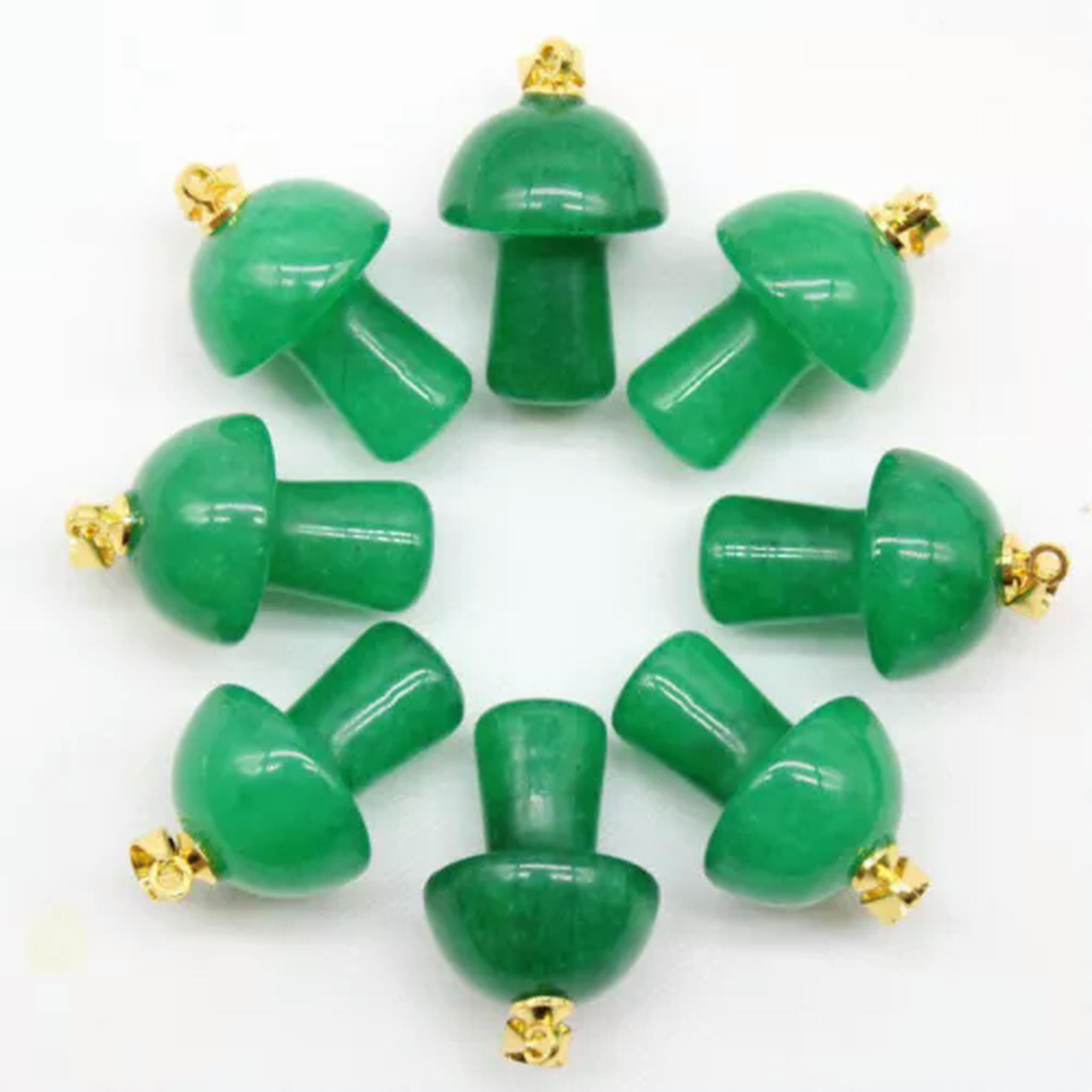 HOOUN 100pcs Natural Stone Quartz Crystal Mushroom Pendant or Jewelry Making Wholesale-Green ...